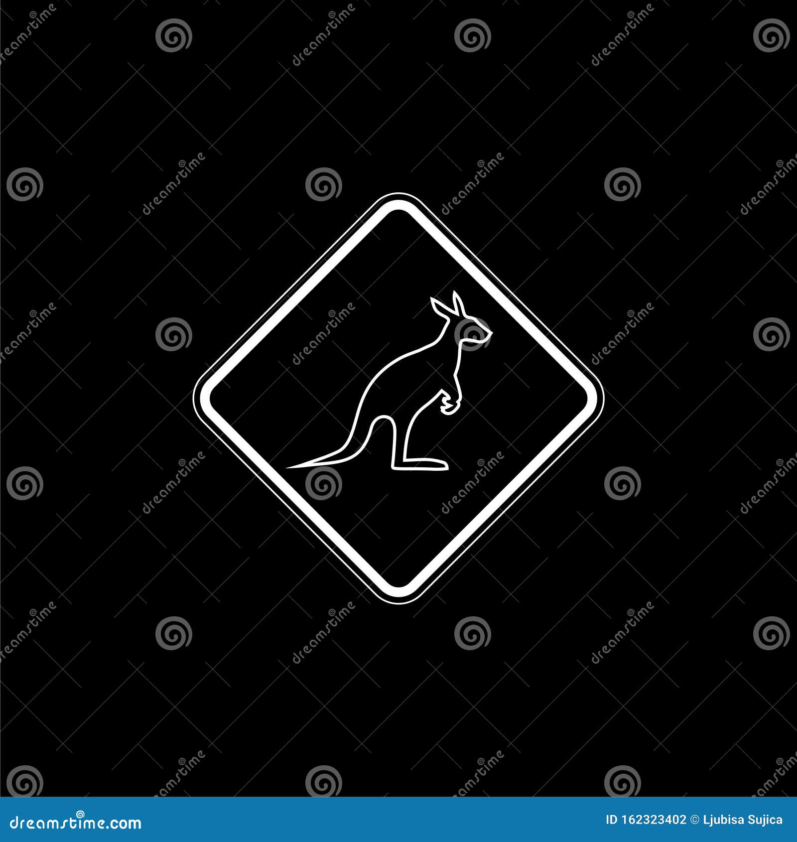 Kangaroo Warning Sign. Wallaby Hazard Attention Symbol. Danger R ...