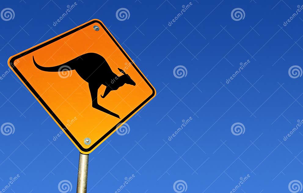 Kangaroo Warning Sign (with Path) Stock Image - Image of road, clipping ...