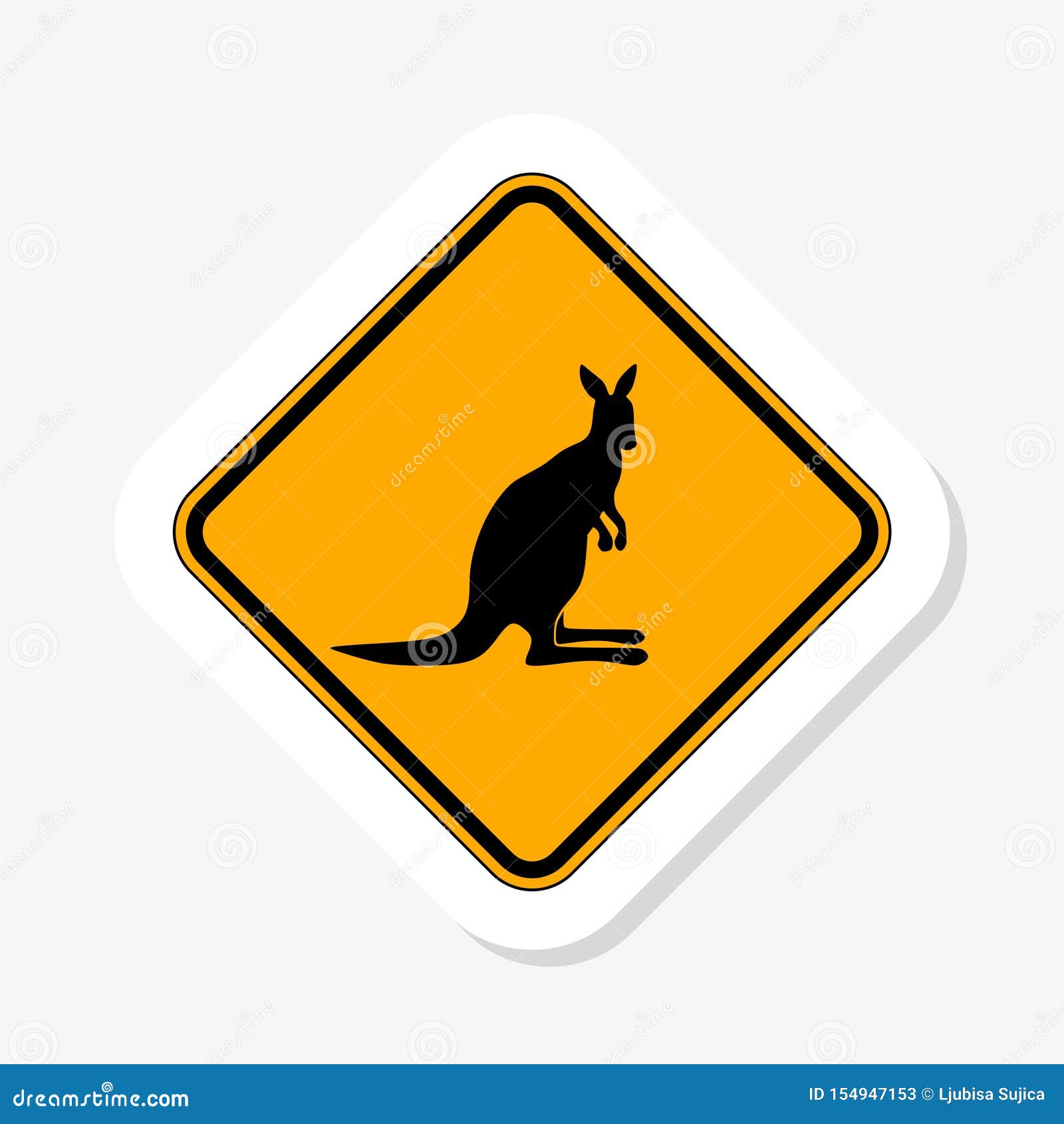 Kangaroo Warning Sign. Wallaby Hazard Attention Symbol. Danger R ...