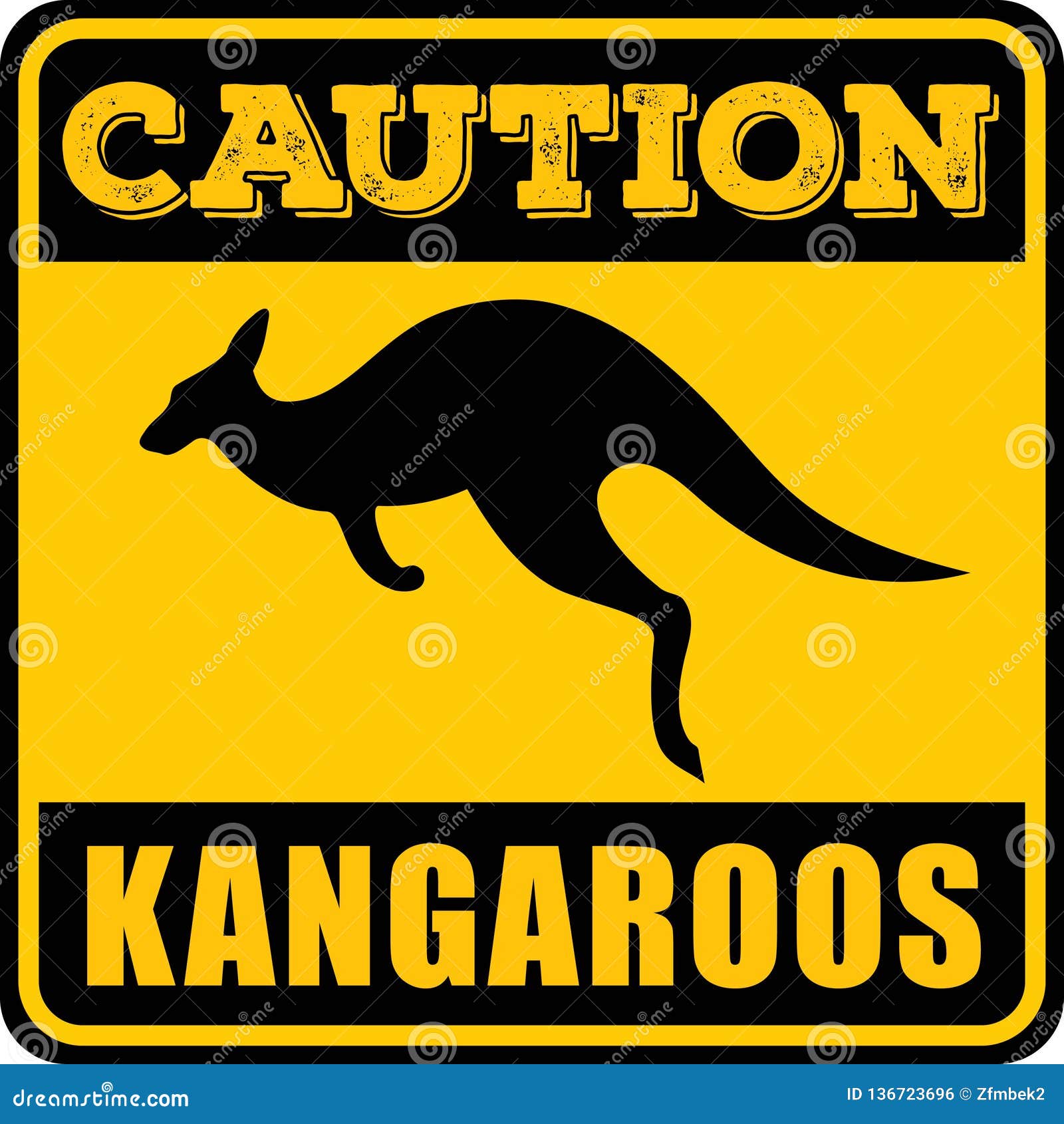 Kangaroo Warning Sign. Wallaby Hazard Attention Symbol. Danger R ...