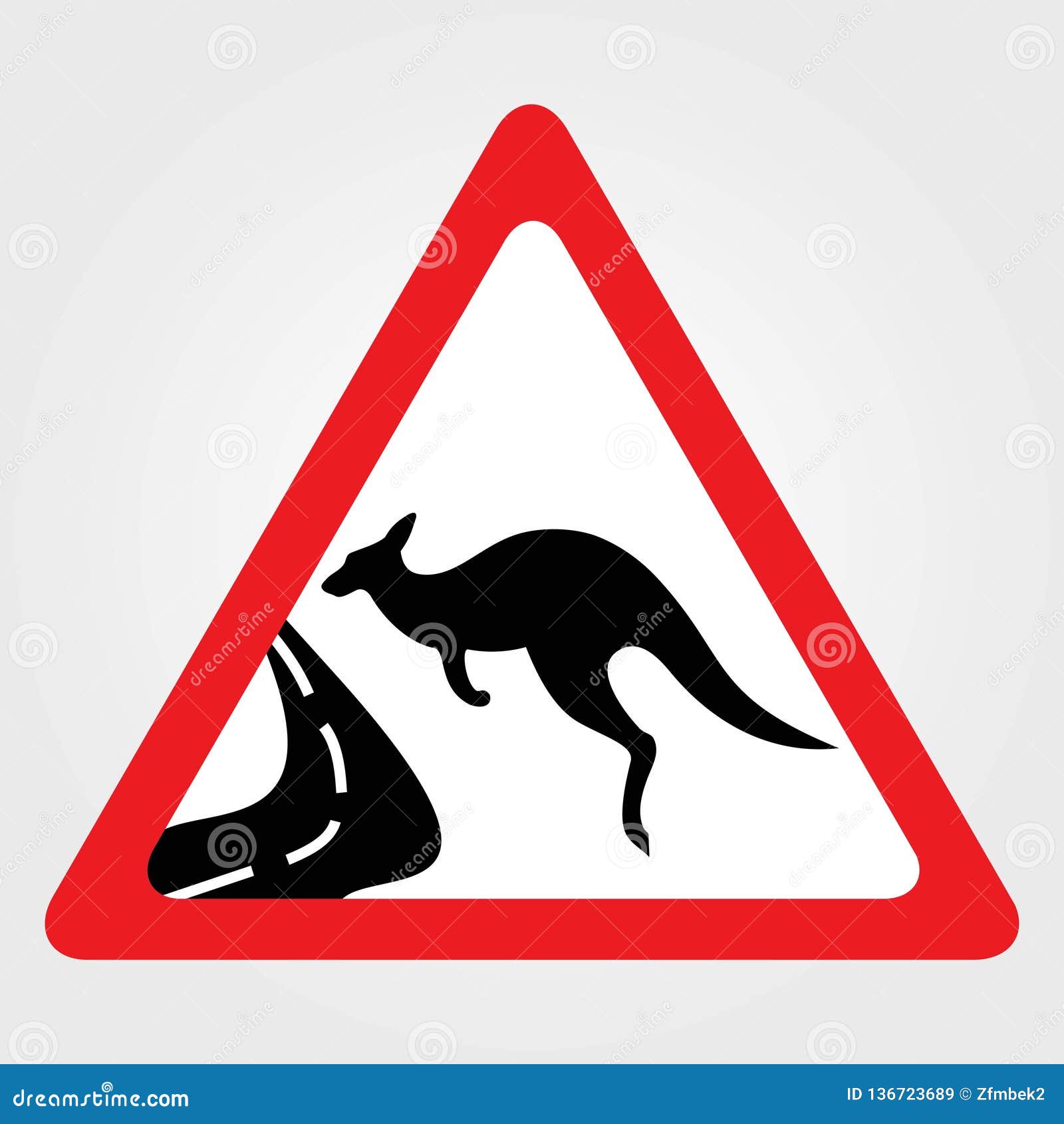 Kangaroo Warning Sign. Wallaby Hazard Attention Symbol. Danger R ...