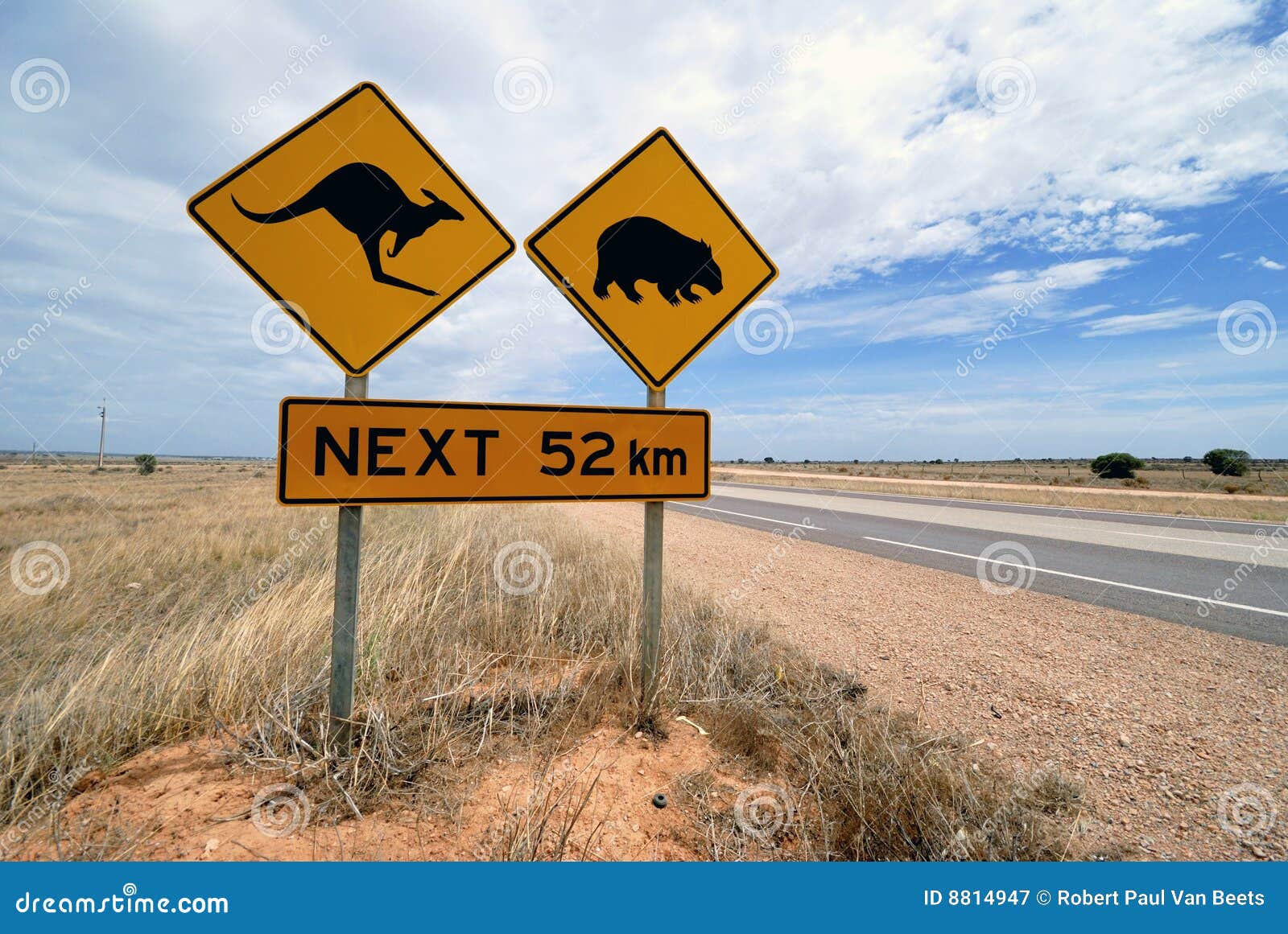 Kangaroo, Wombat Warning Sign Australia Stock Image - Image of danger ...