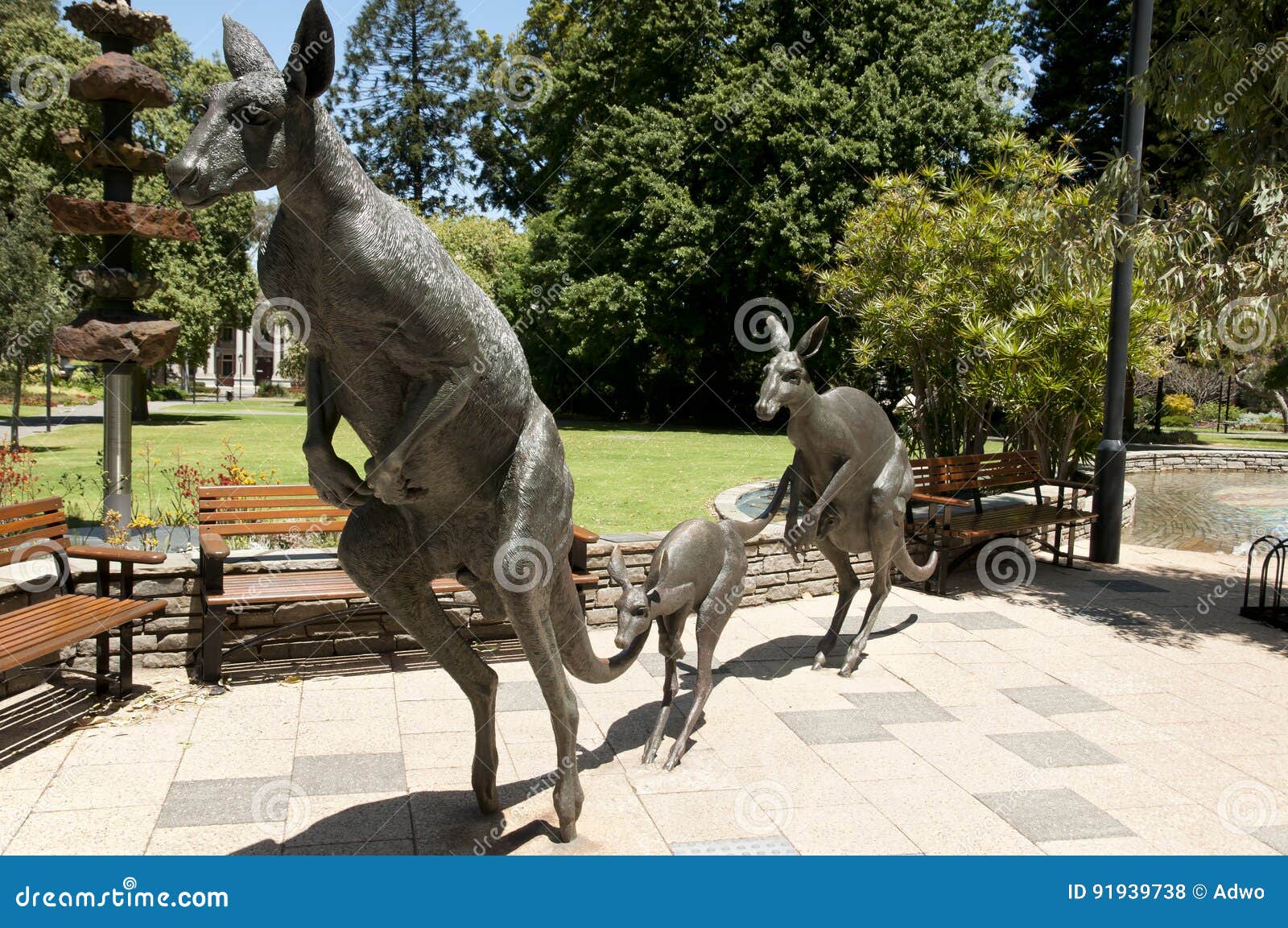Kangaroos Statue - Perth - Australia Stock Photo - Image of water ...