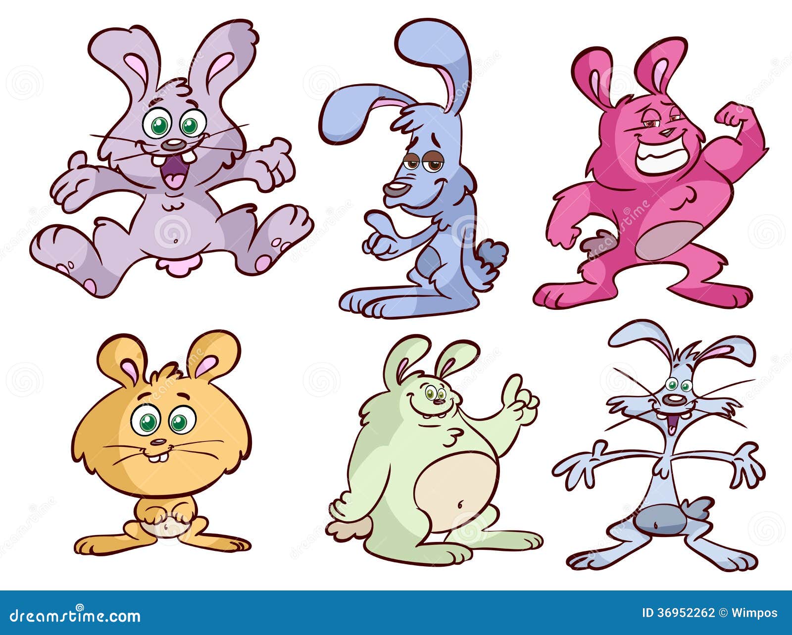 Kanin Bunny Cartoon Characters Vektor Illustrationer - Illustration av ...