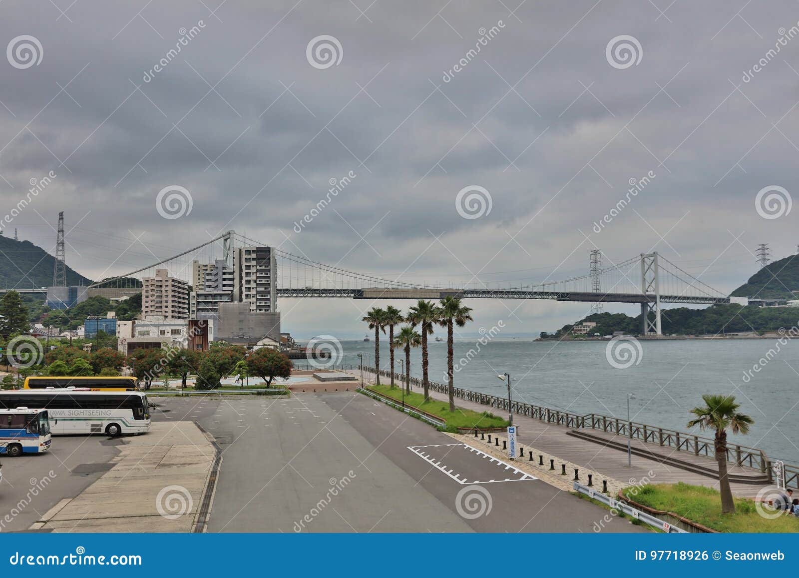 Kanmon Bridge and Kanmon Strait Editorial Photo - Image of water ...