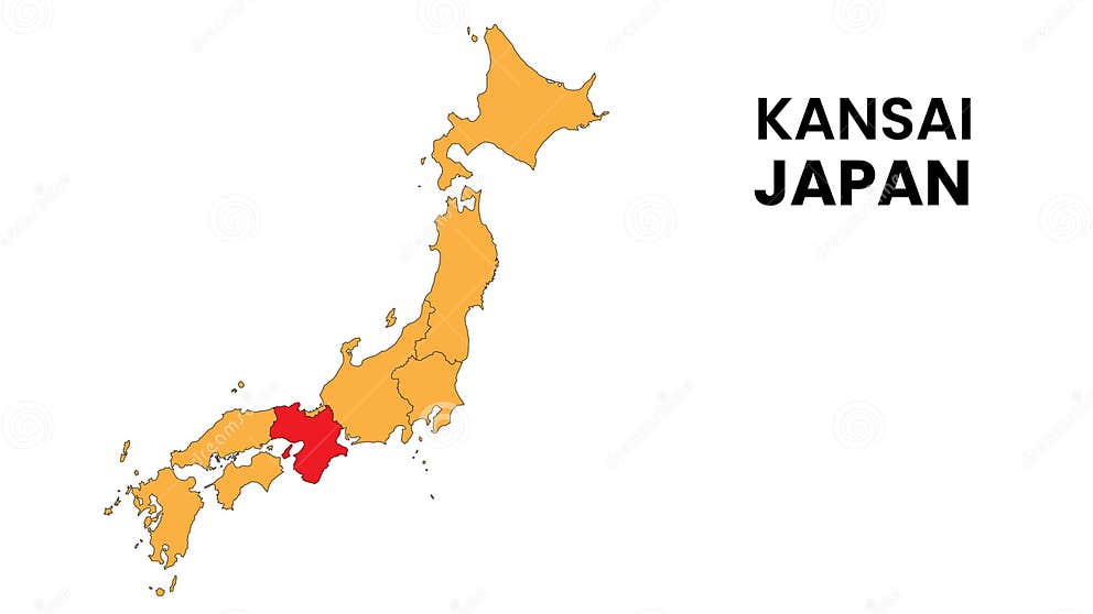 Kansai Map in Japan. Vector Map of Japan. Map of the Provinces of Japan ...