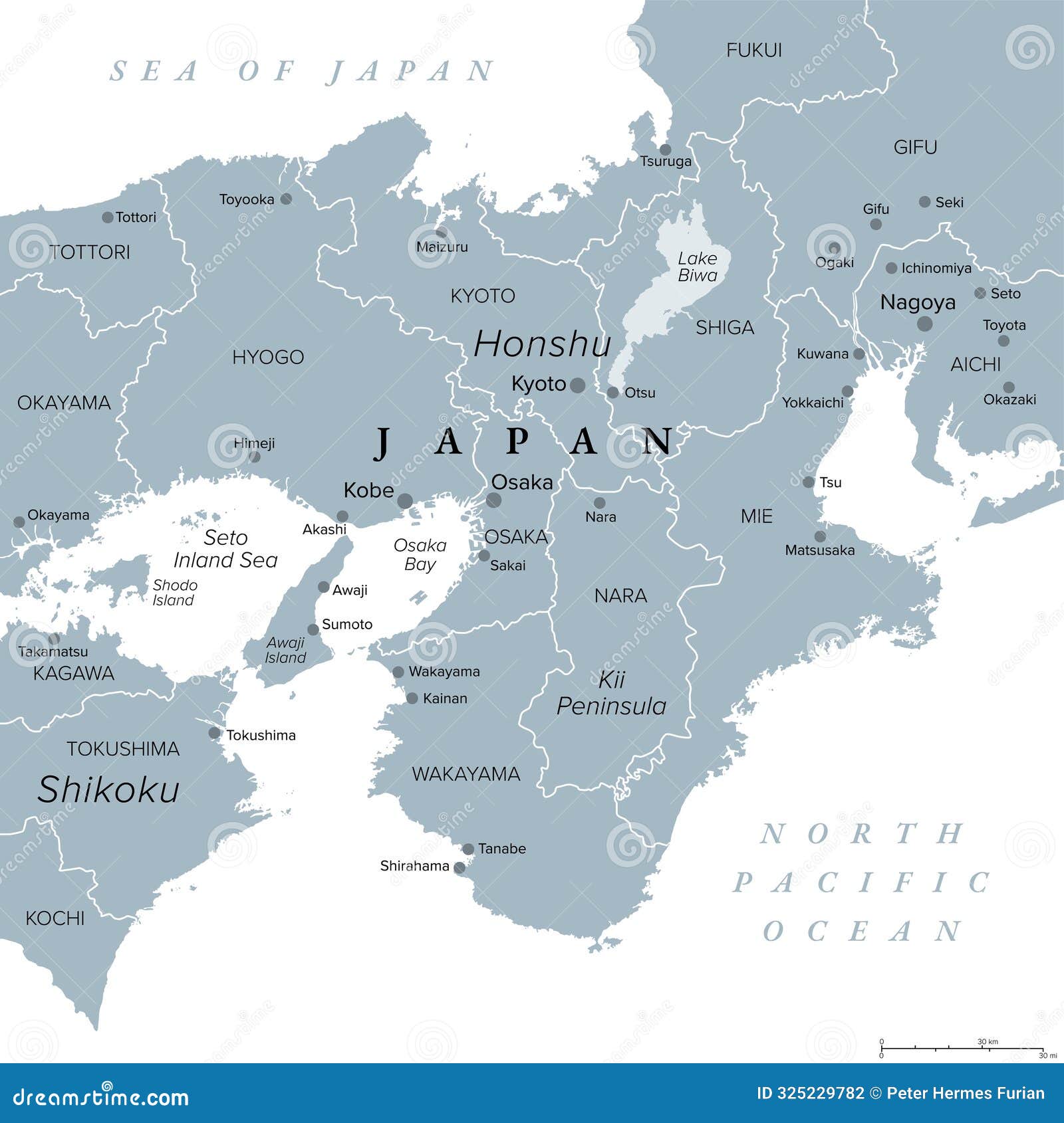 Kansai Region, Or Kinki Region In Japan, Colored Political Map Vector ...