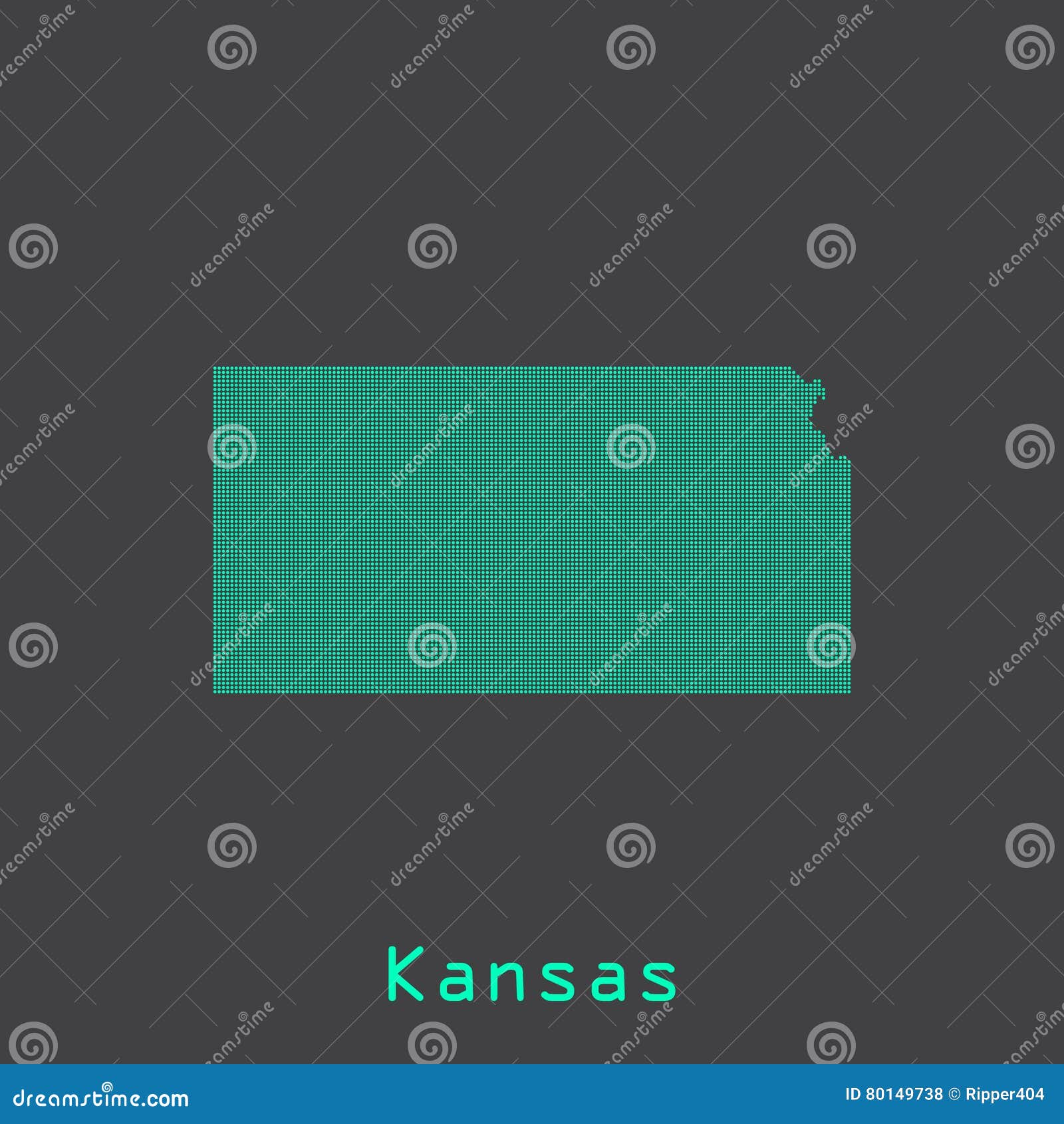 Kansas Abstract Dots State Map. Dotted Style Stock Vector ...