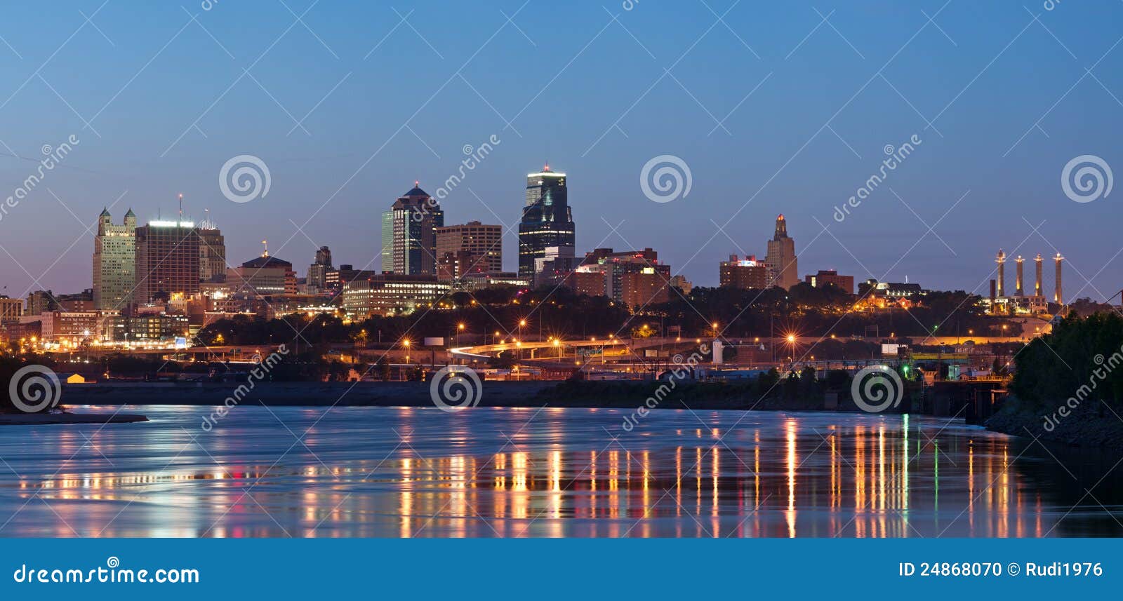 Kansas City Skyline Panorama. Stock Photo - Image of downtown, city ...