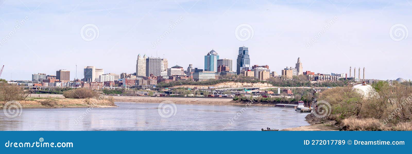 Kansas City Skyline Panorama Stock Image - Image of dusk, exterior ...