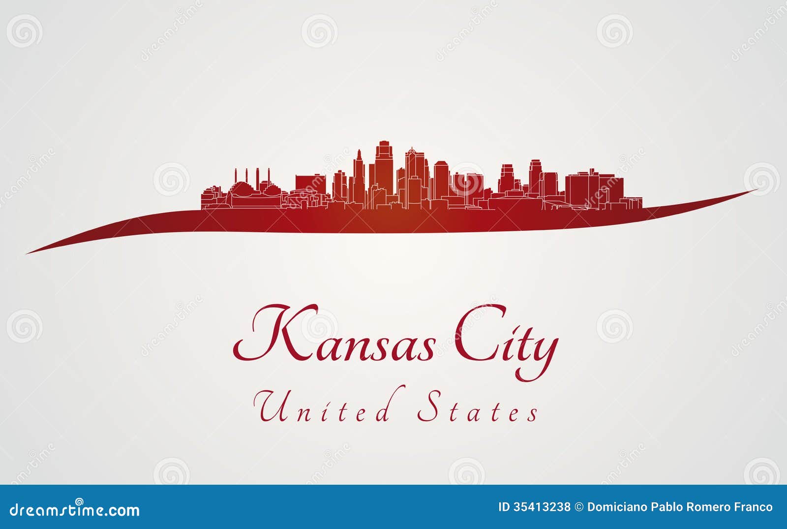 Kansas City skyline in red stock vector. Illustration of missouri ...