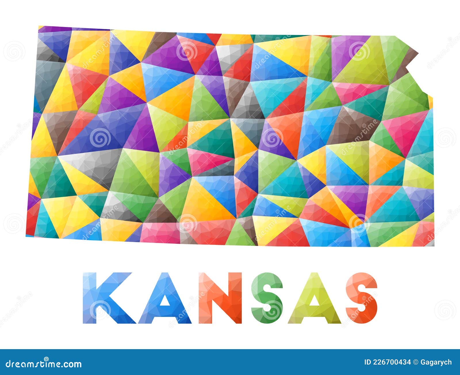 Kansas - Colorful Low Poly Us State Shape. Stock Vector - Illustration ...