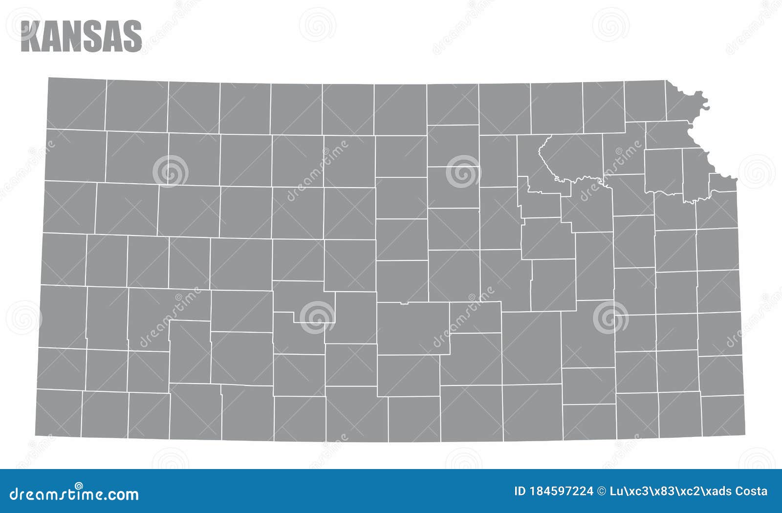 Kansas County Map stock vector. Illustration of jefferson - 184597224