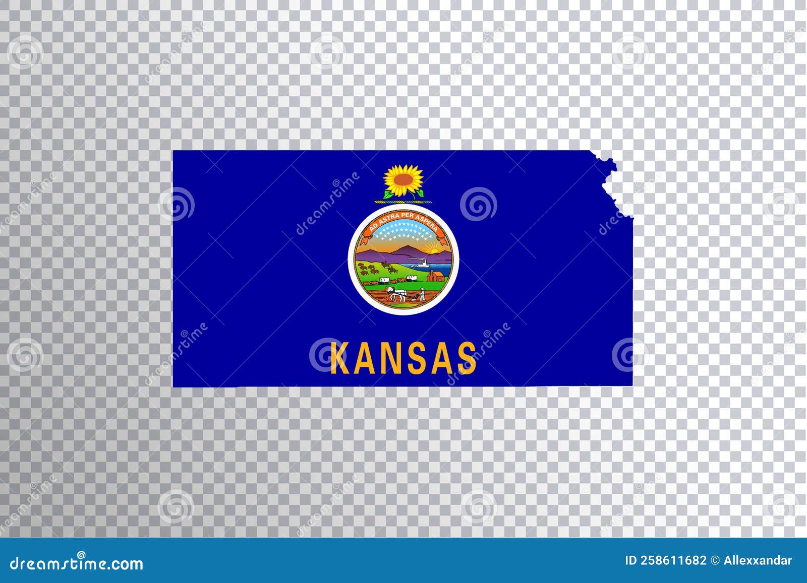 Kansas Flag on Map, Transparent Background Stock Illustration ...