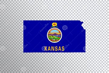 Kansas Flag on Map, Transparent Background Stock Illustration ...