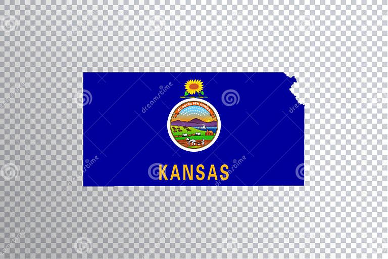 Kansas Flag on Map, Transparent Background Stock Illustration ...