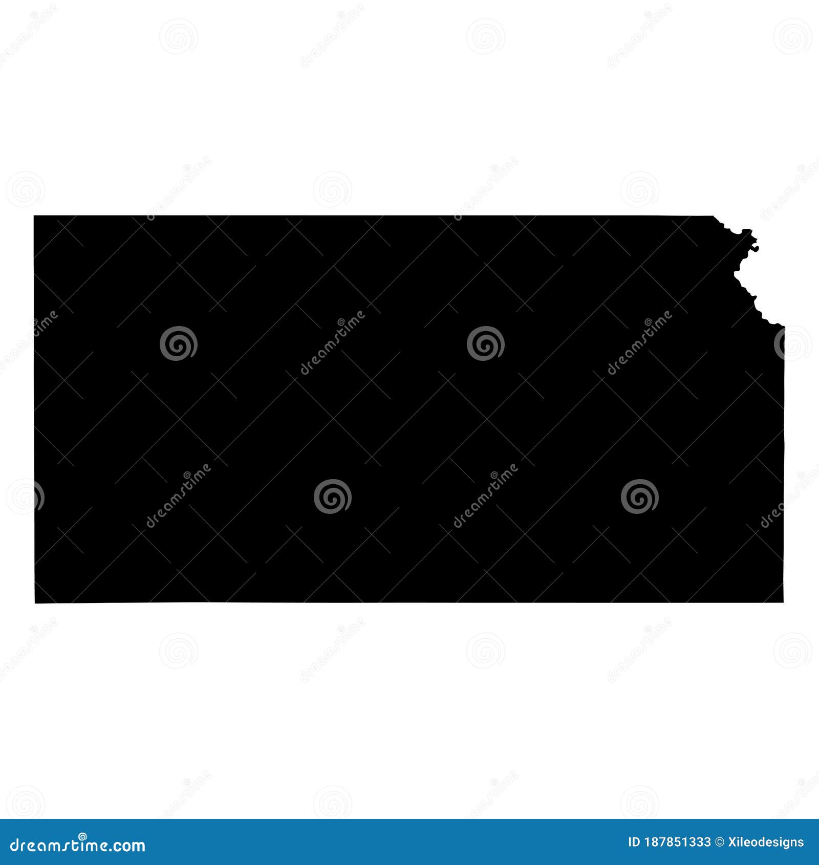 Kansas KS State Maps. Black Silhouette And Outline Isolated On A White ...
