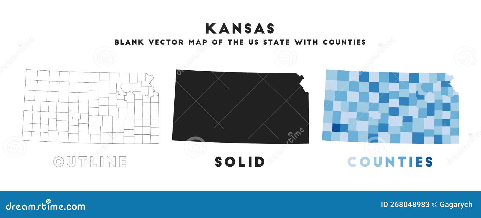Kansas map. stock vector. Illustration of american, high - 268048983