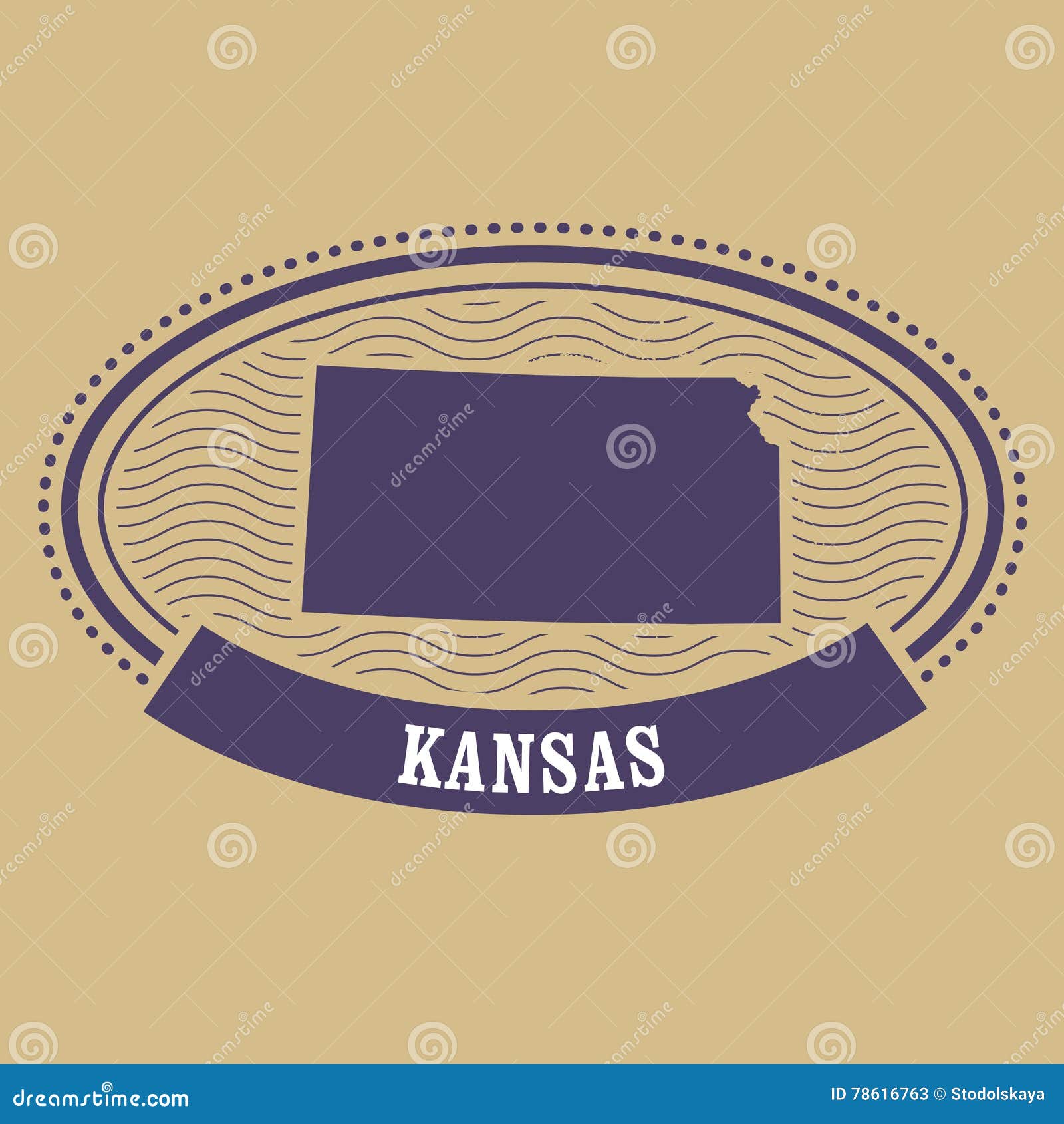 Kansas Map Silhouette - Stamp of State Stock Vector - Illustration of ...