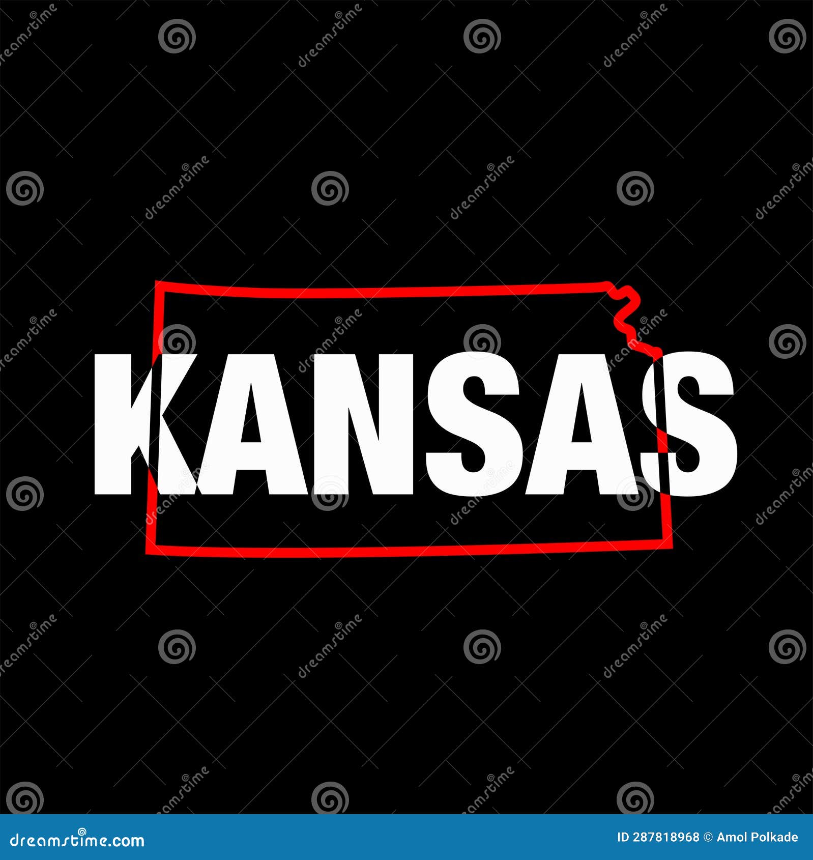 Kansas Map Typography Vector Illustration. Kansas State Map Stock ...