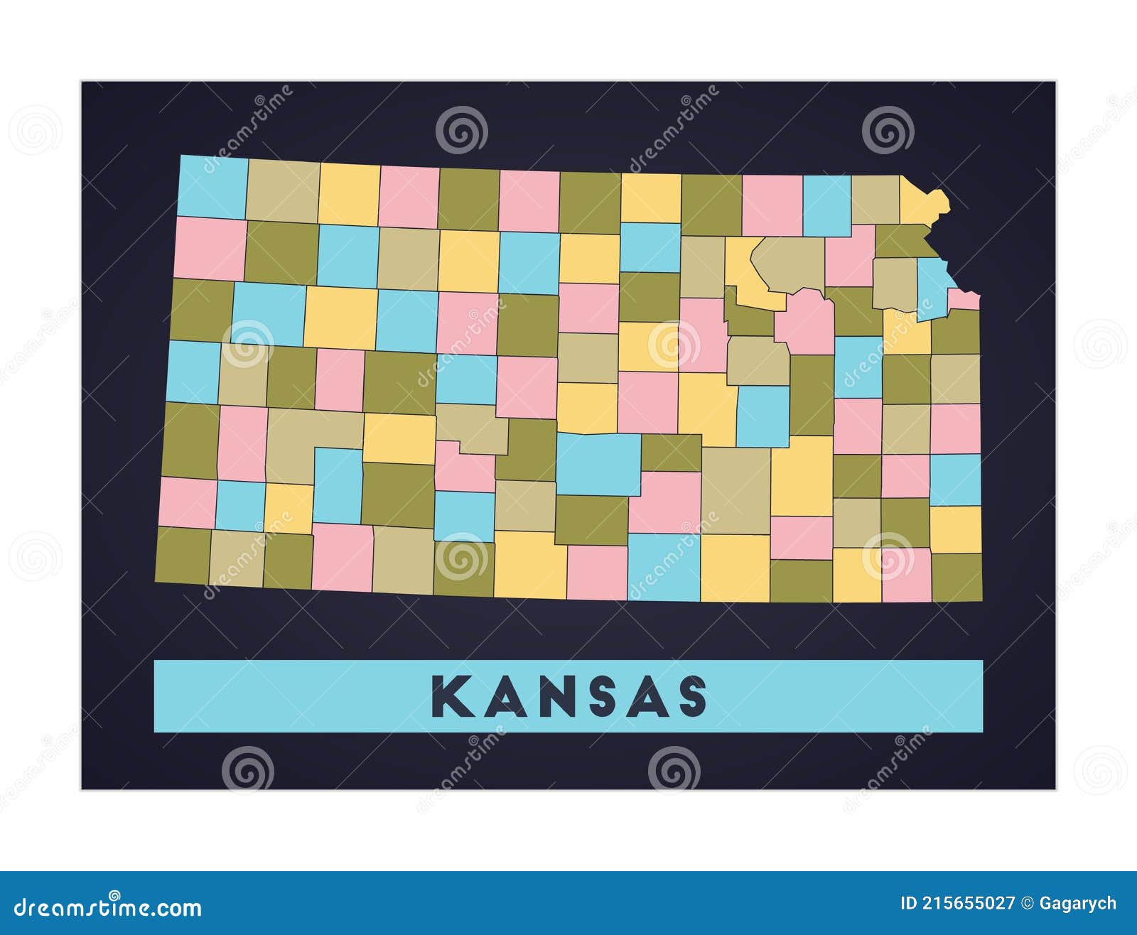 Kansas map. stock vector. Illustration of silhouette - 215655027