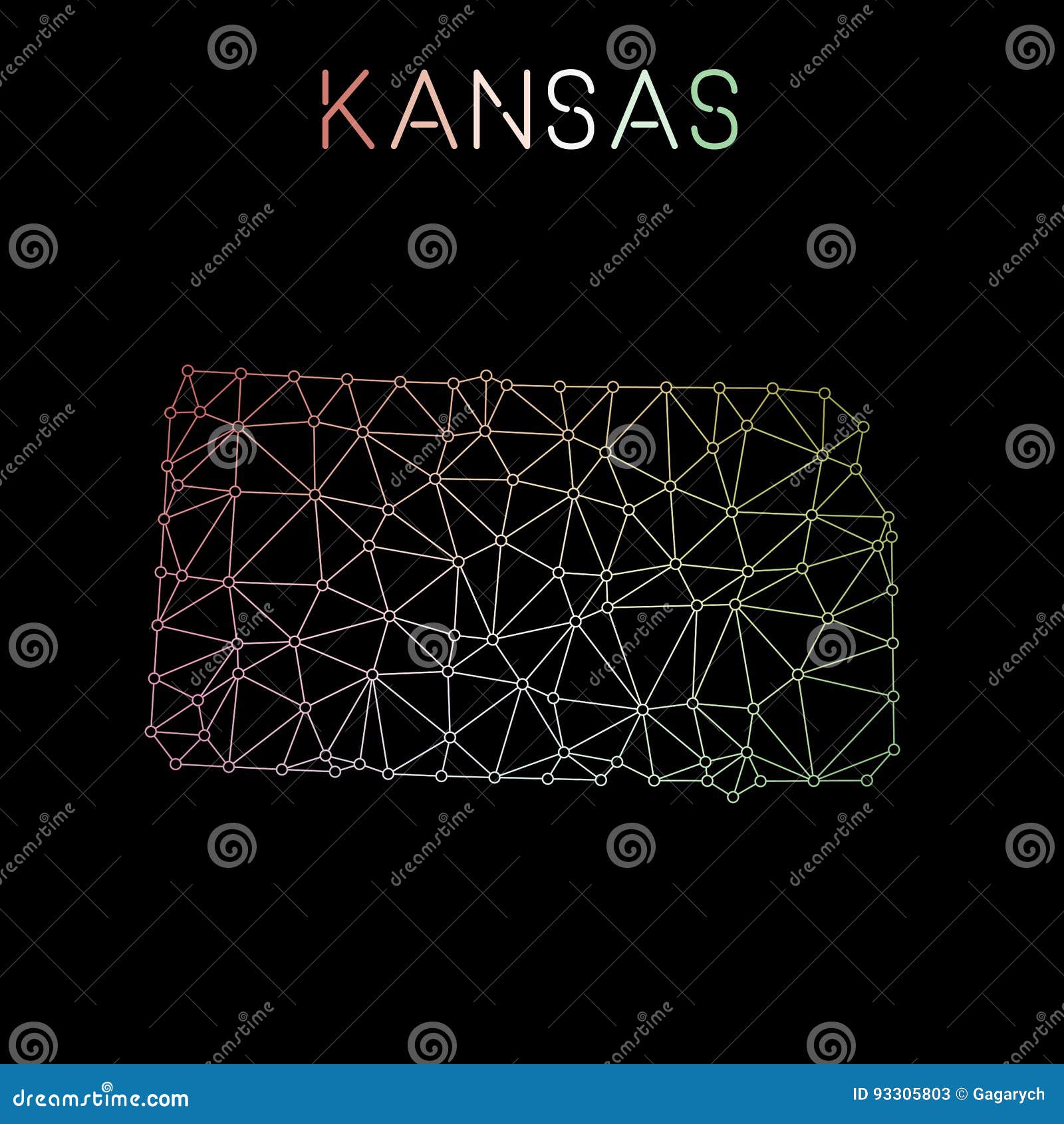 Kansas network map. stock vector. Illustration of national - 93305803