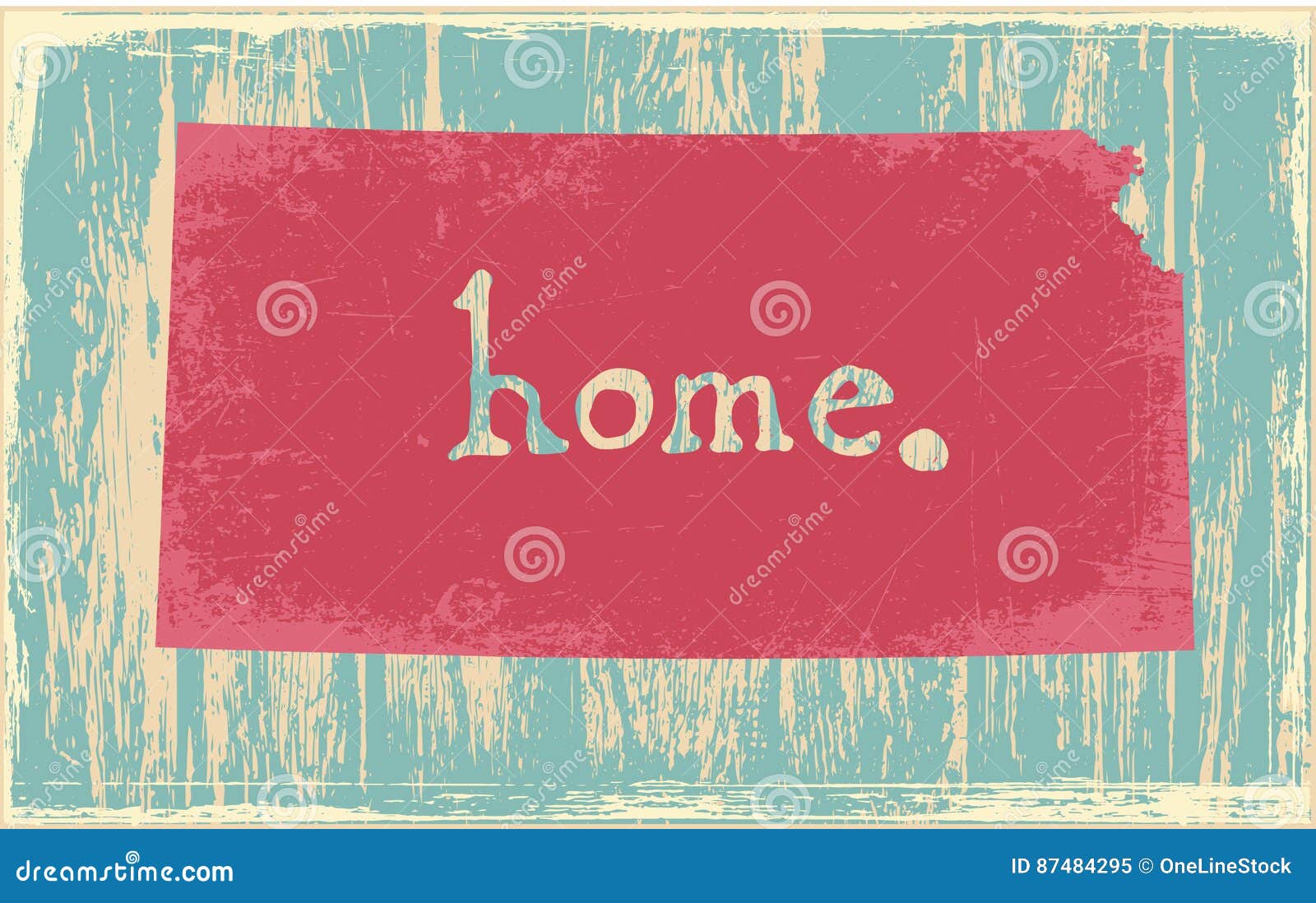 Kansas Nostalgic Rustic Vintage State Vector Sign Stock Vector ...