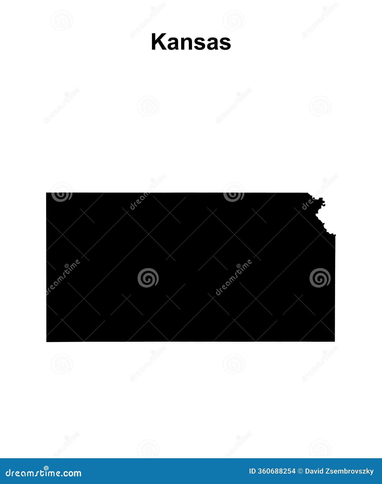 Kansas Outline Map State Shape USA America Borders Cartoon Vector ...