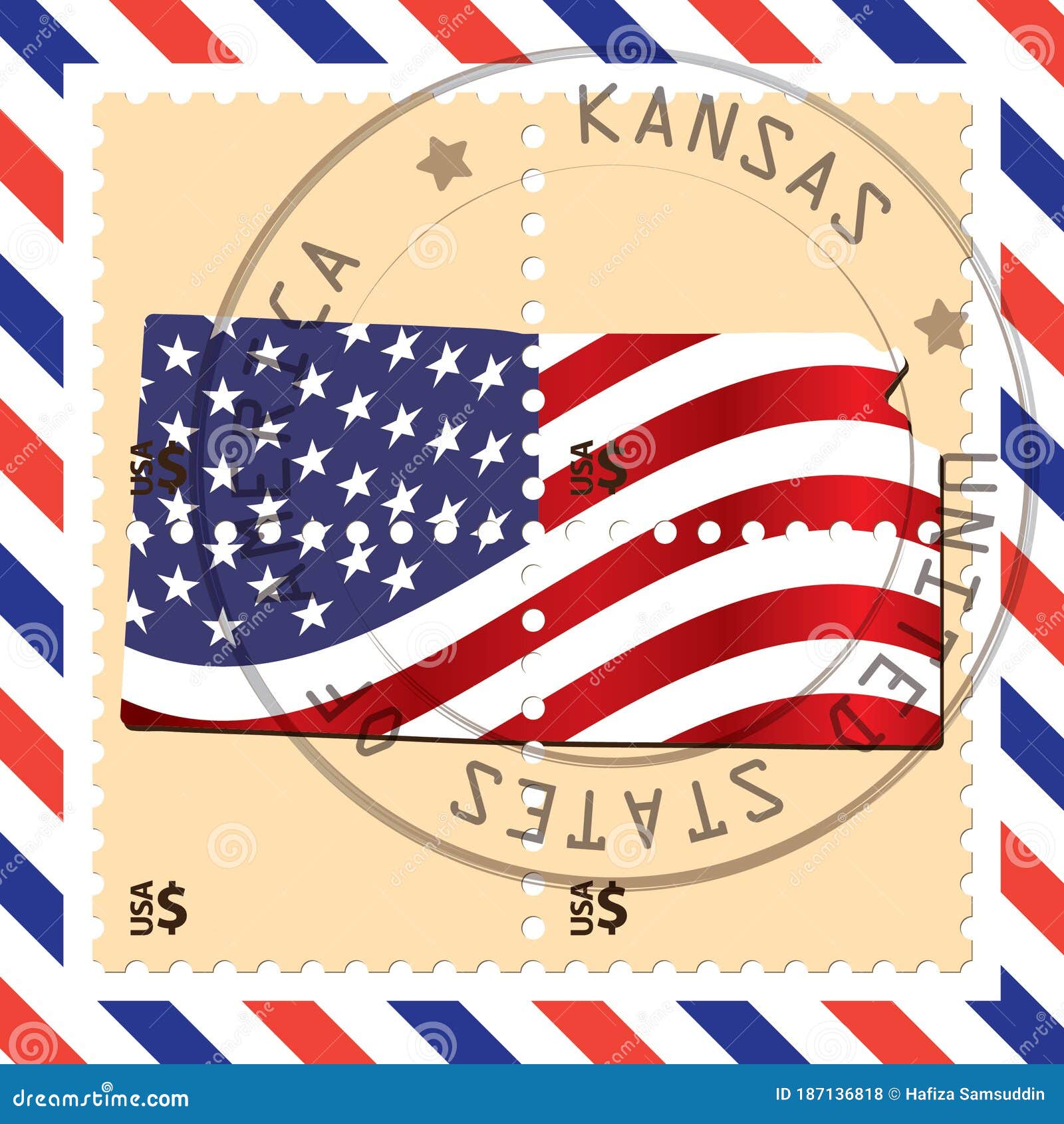 Kansas Stamp. Vector Illustration Decorative Design Stock Vector ...