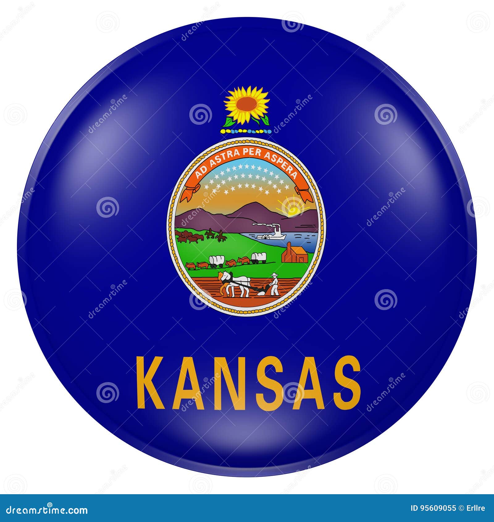 Kansas State flag button stock illustration. Illustration of flag ...