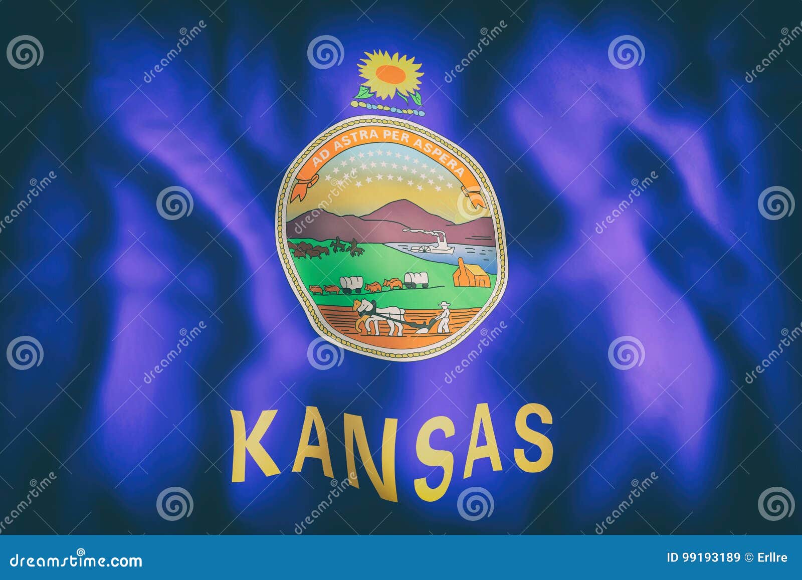 Kansas State flag stock illustration. Illustration of rendering - 99193189
