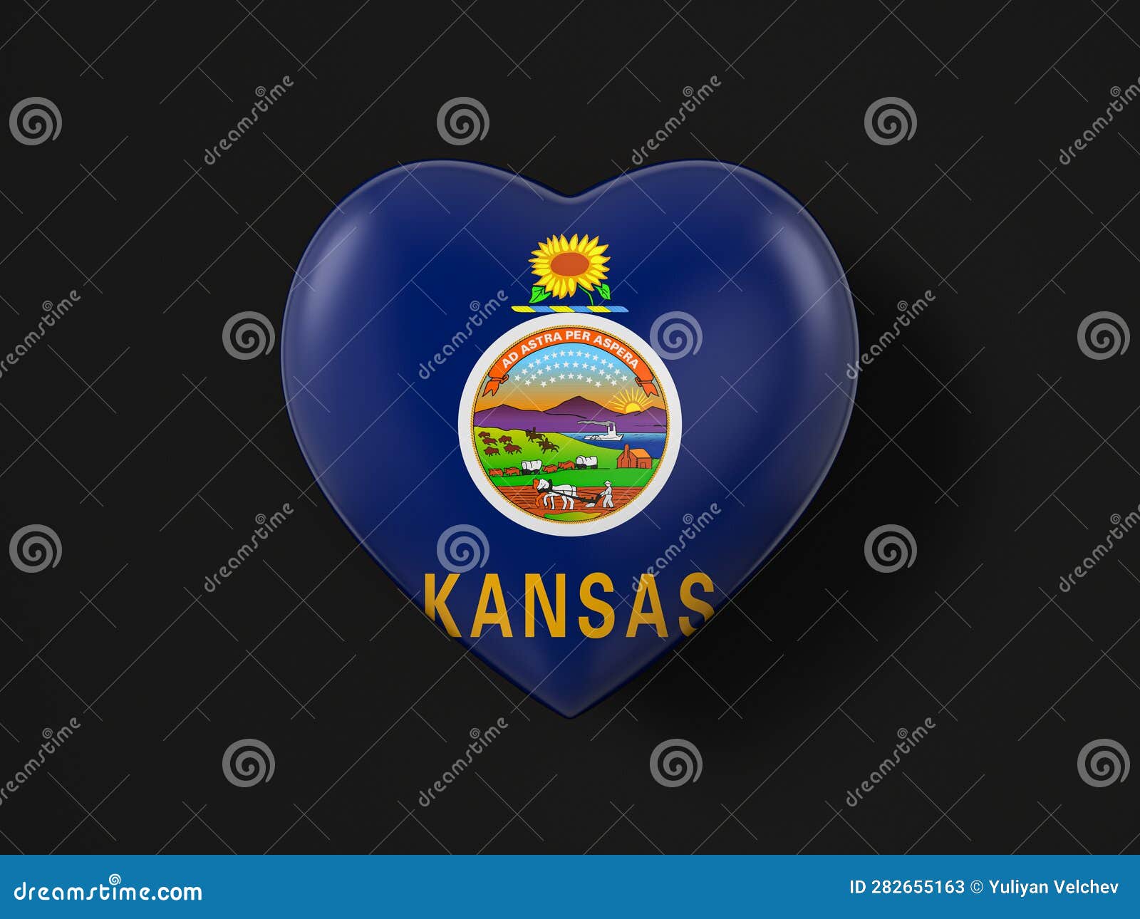 Kansas state heart flag stock illustration. Illustration of pennant ...