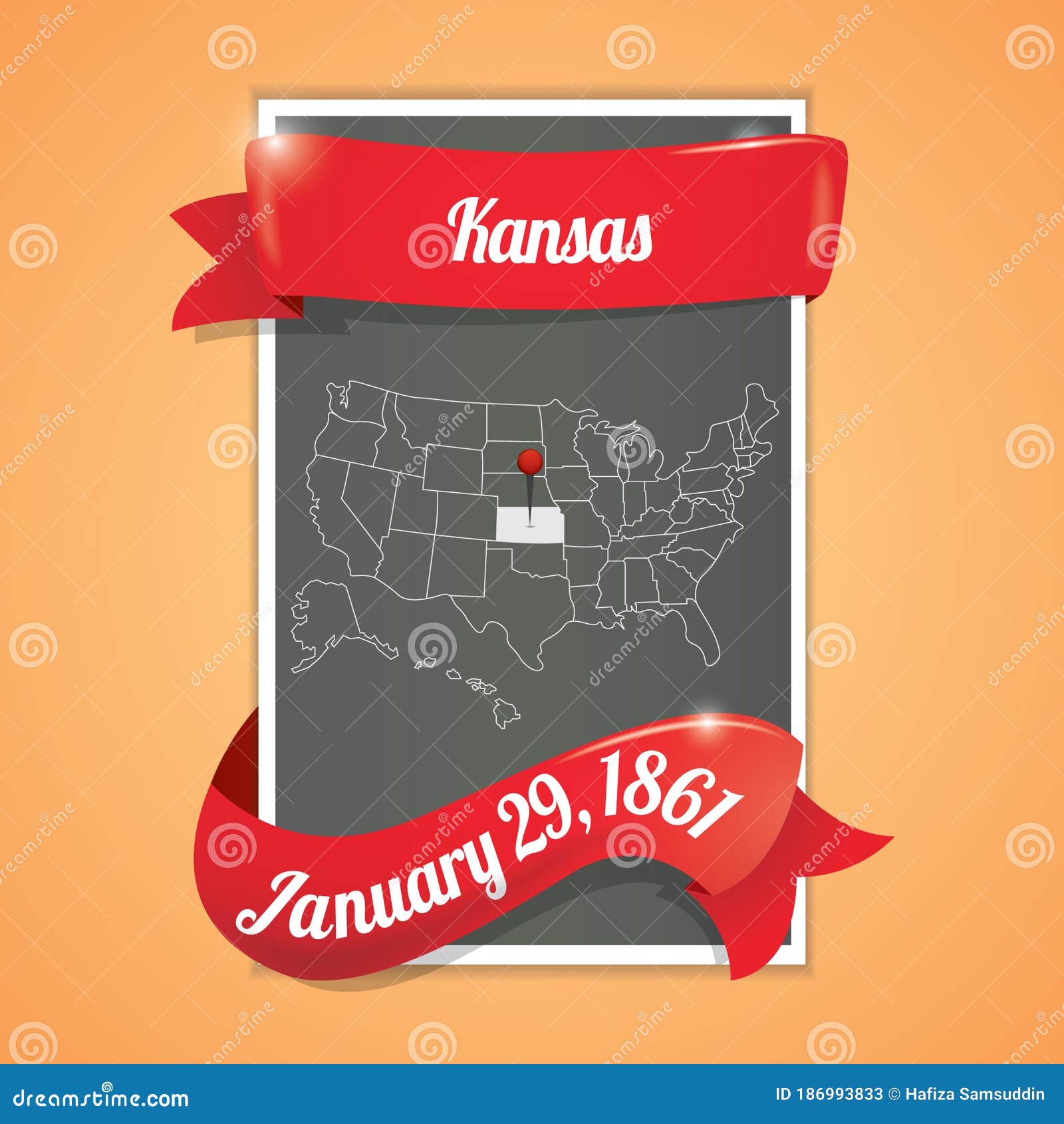 Kansas State Map Poster. Vector Illustration Decorative Design Stock ...