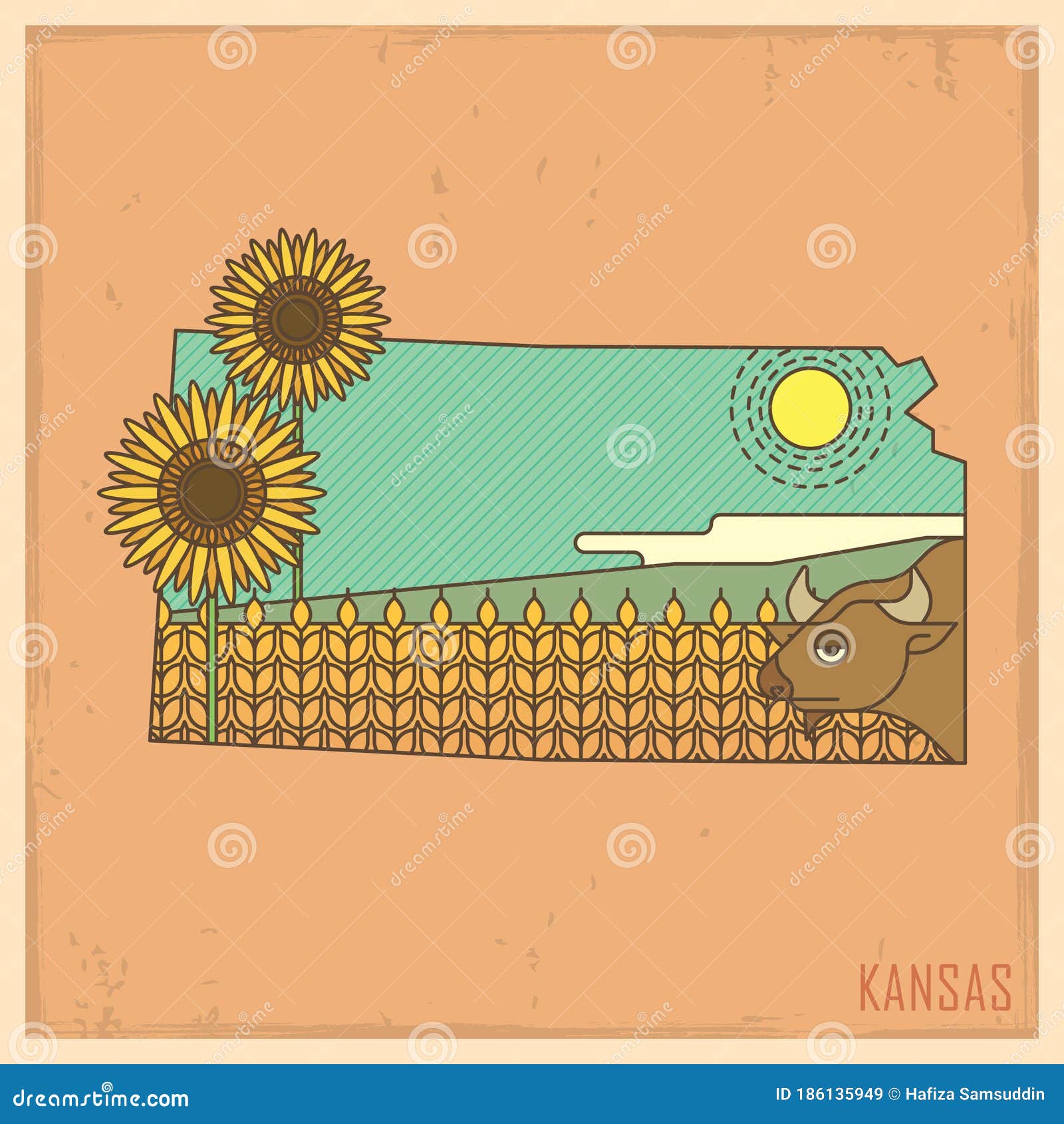 Kansas State Map. Vector Illustration Decorative Design Stock ...