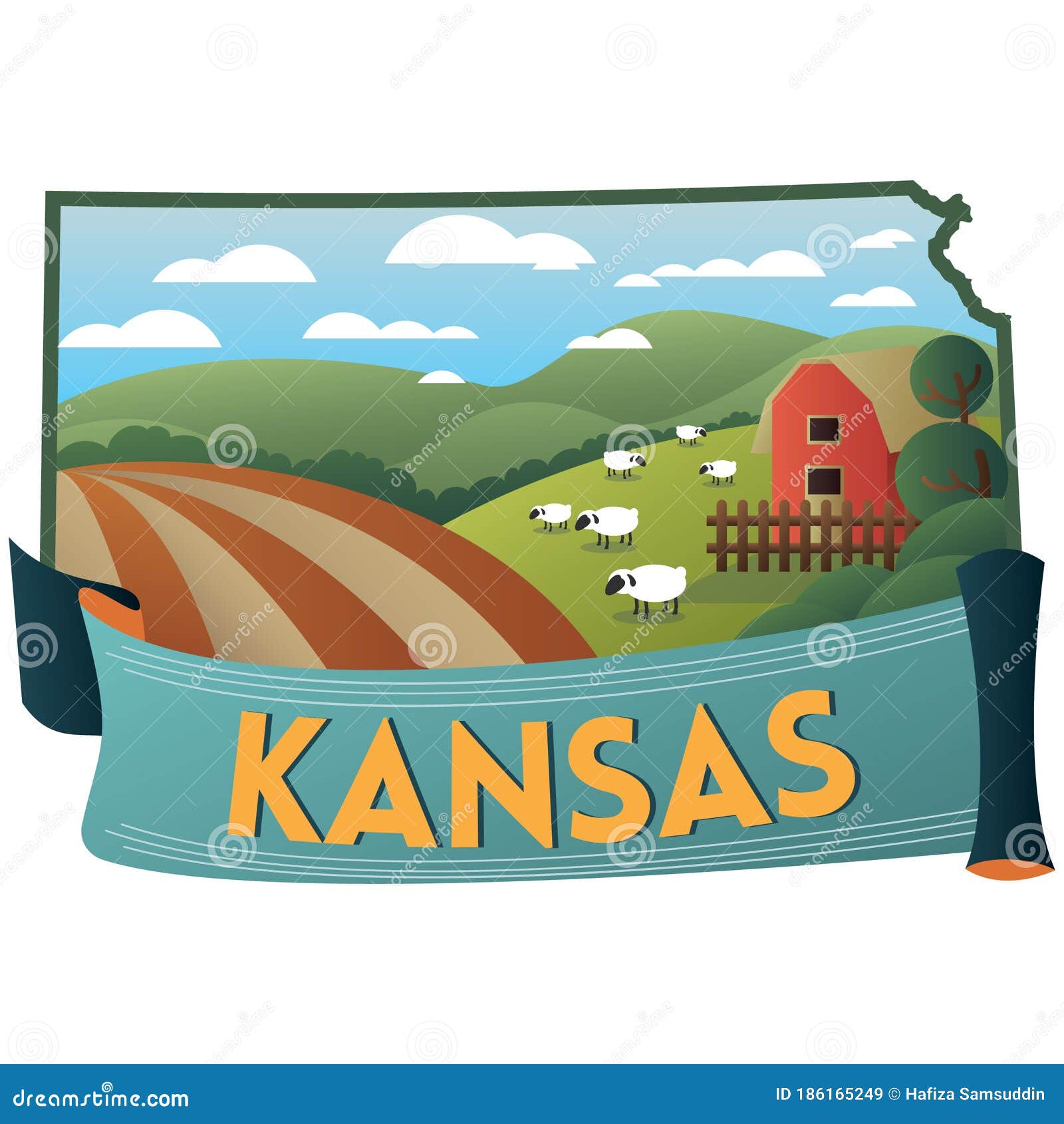 Kansas State Map. Vector Illustration Decorative Design Stock Vector ...