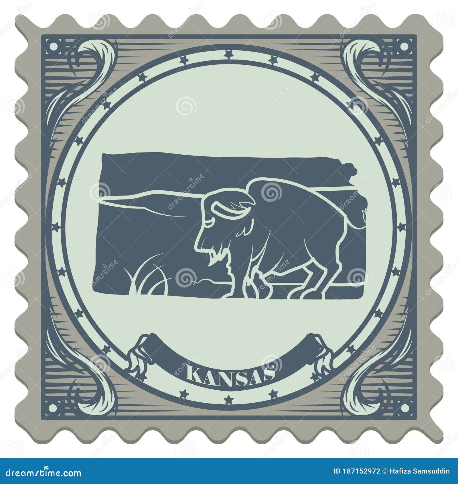 Kansas State Postage Stamp. Vector Illustration Decorative Design Stock ...