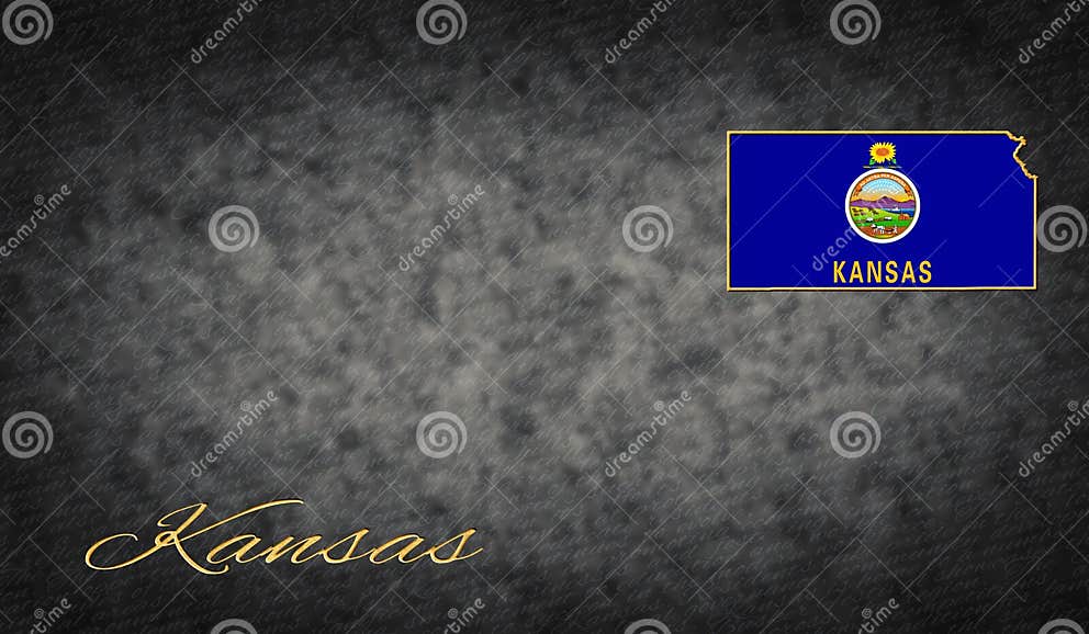 Kansas Symbols, Map of Kansas Stock Photo - Image of economy ...