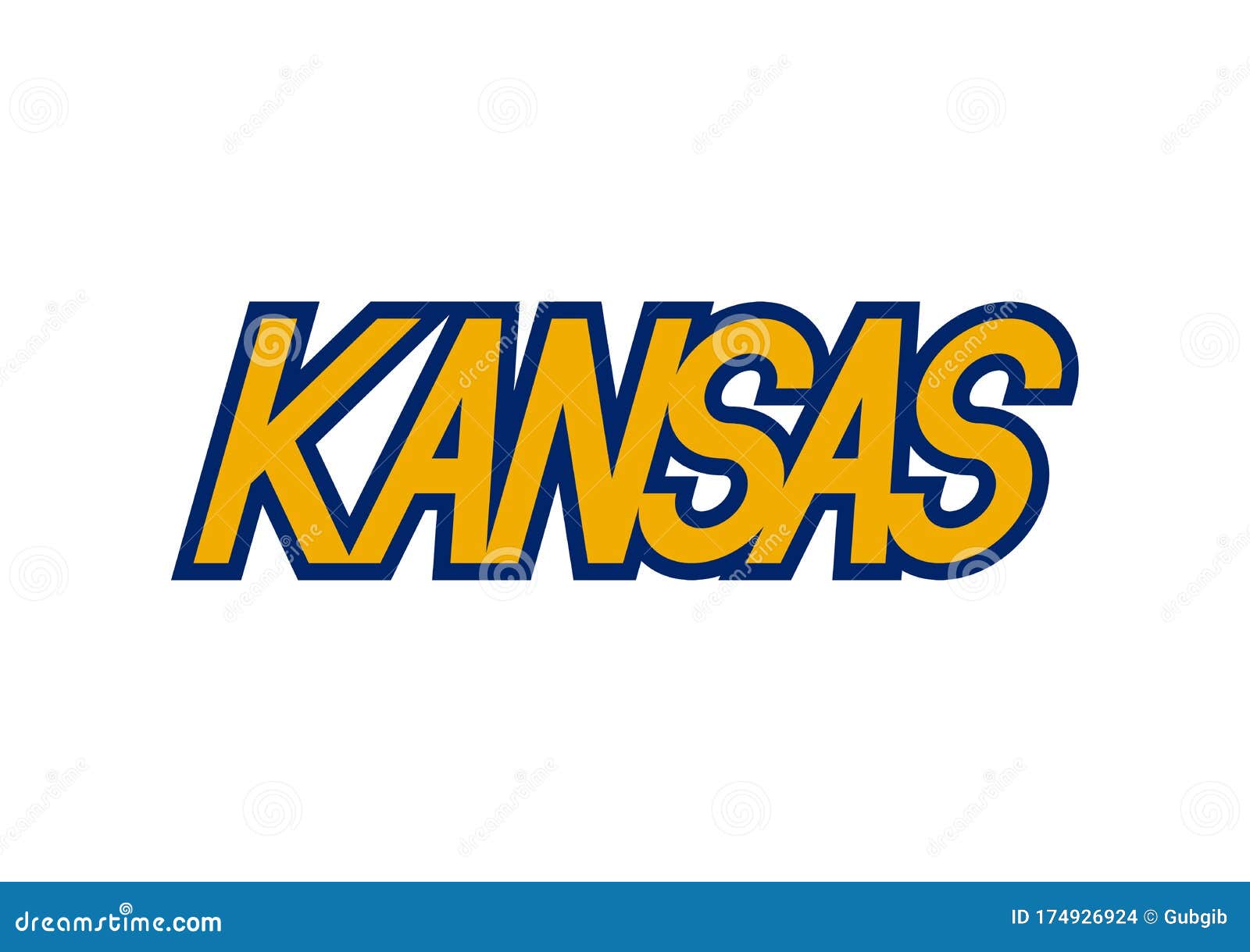 Kansas Text with Blue and Yellow Typography Design Elements Stock ...