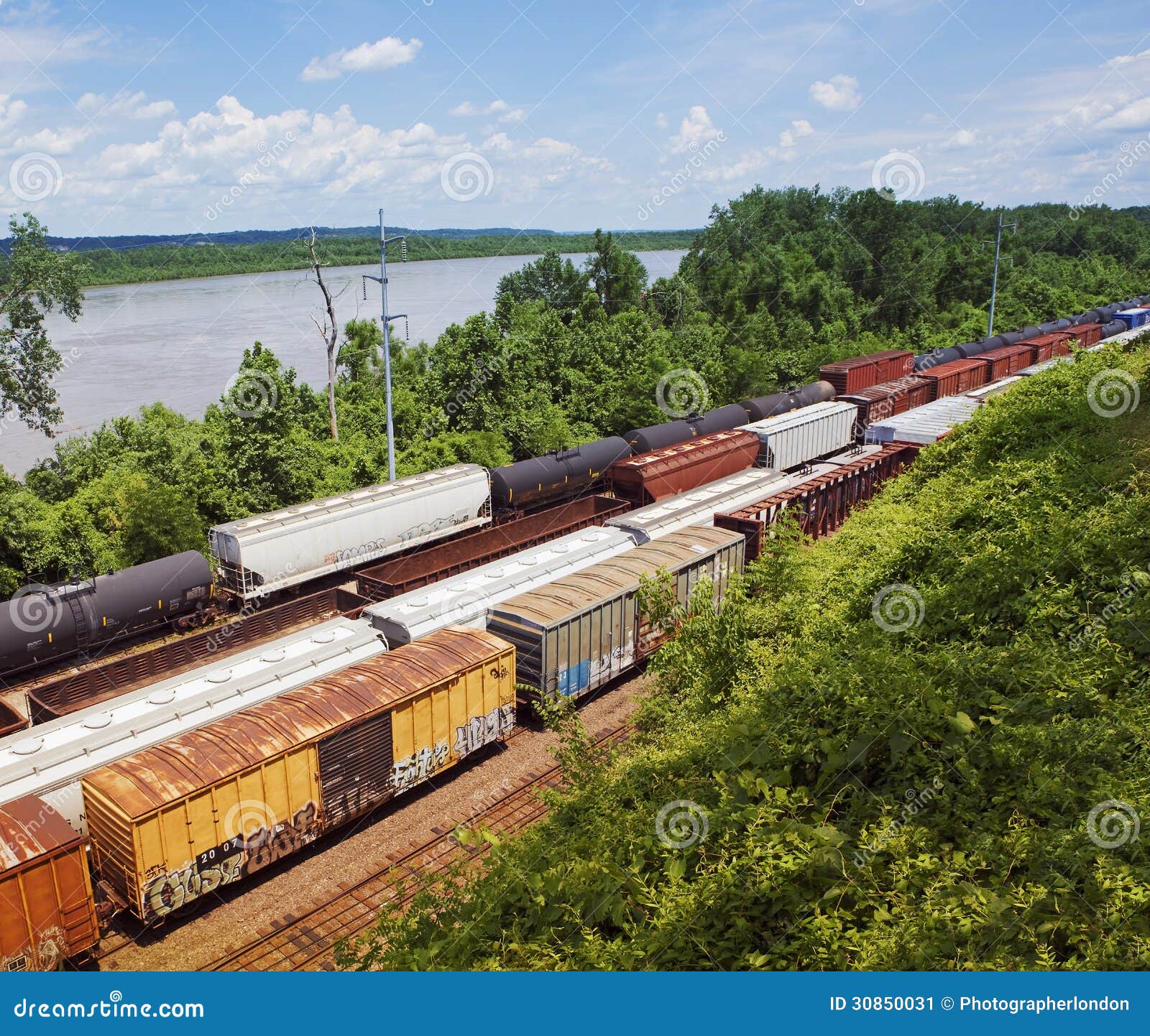 Kansas USA Freight Trains Elevated View Stock Image - Image of outdoors ...