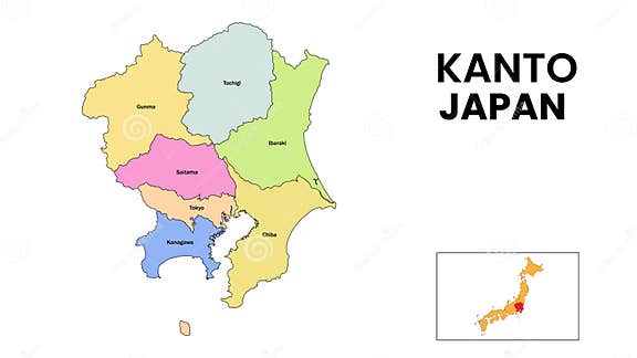 Kanto Map. State and District Map of Kanto Stock Vector - Illustration ...