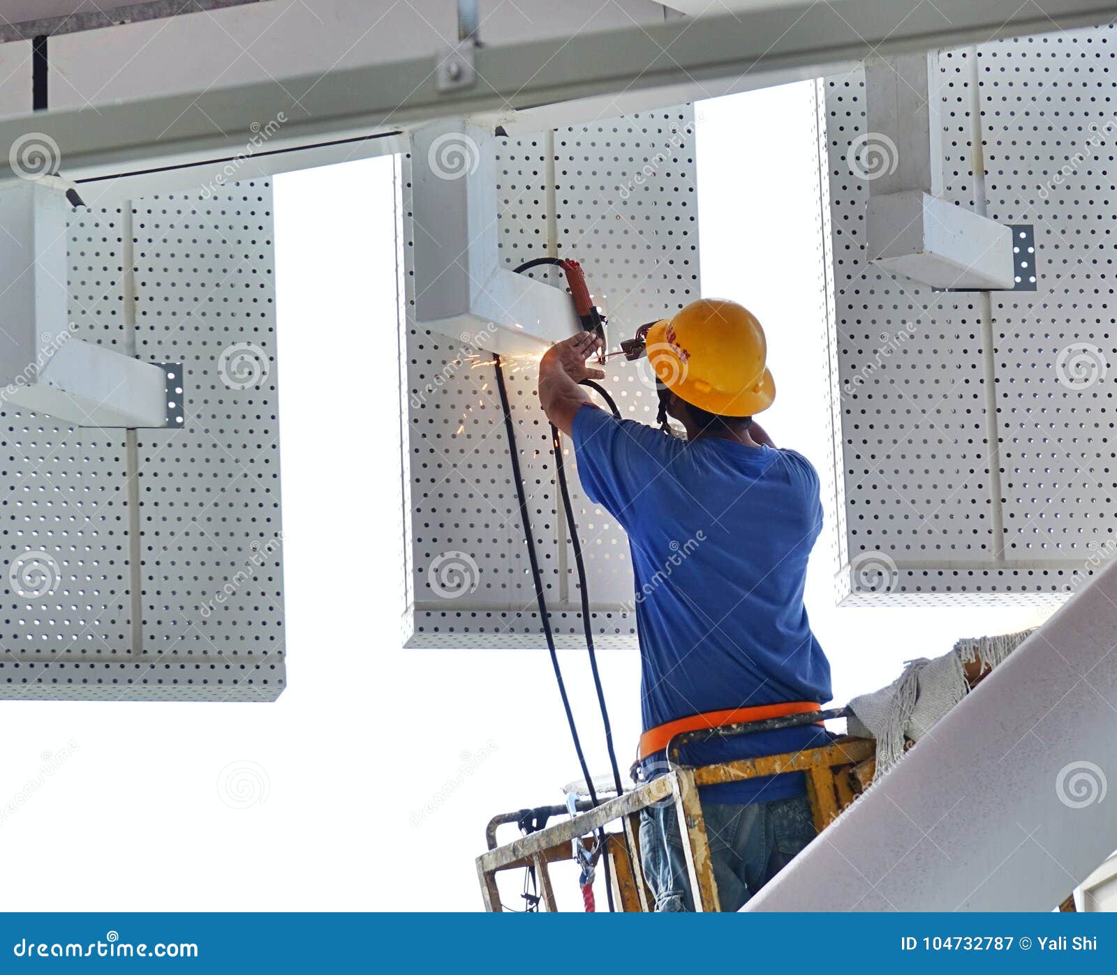 Worker Performs Welding Operation Editorial Photography - Image of ...