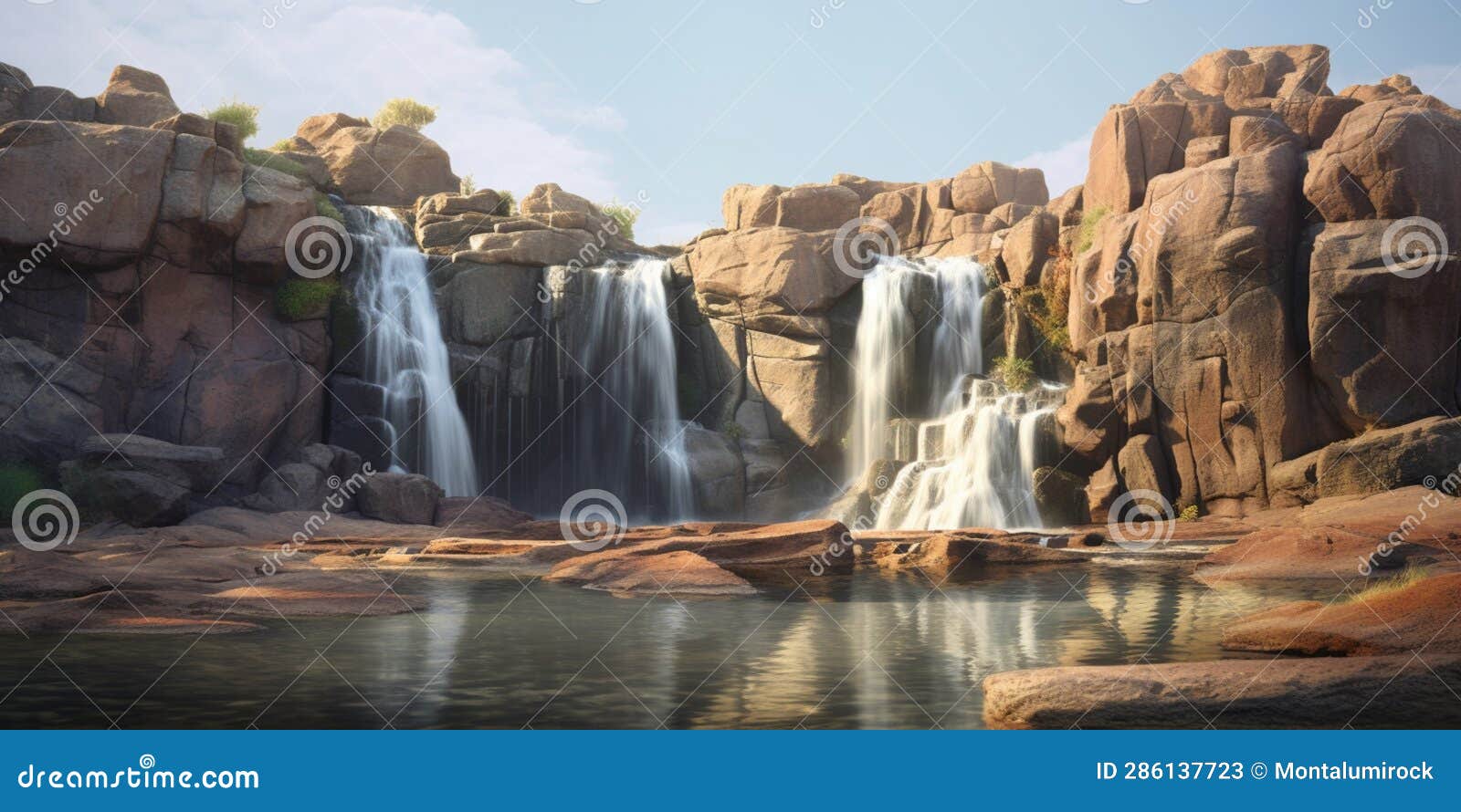 Waterfall On Rock Wall Chamber Cave Wallpaper Nature Background Royalty ...