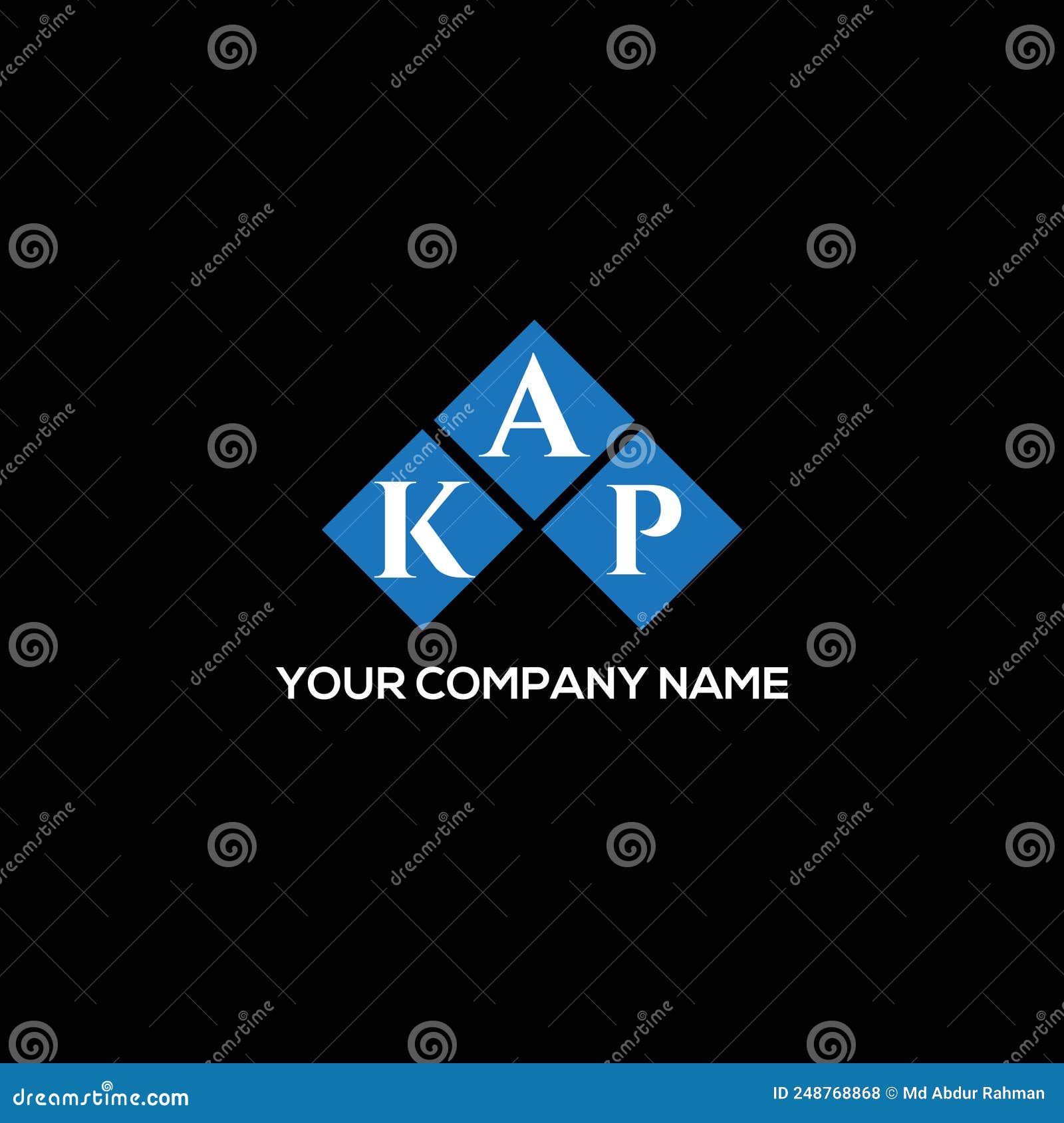 KAP Letter Logo Design on BLACK Background. KAP Creative Initials ...