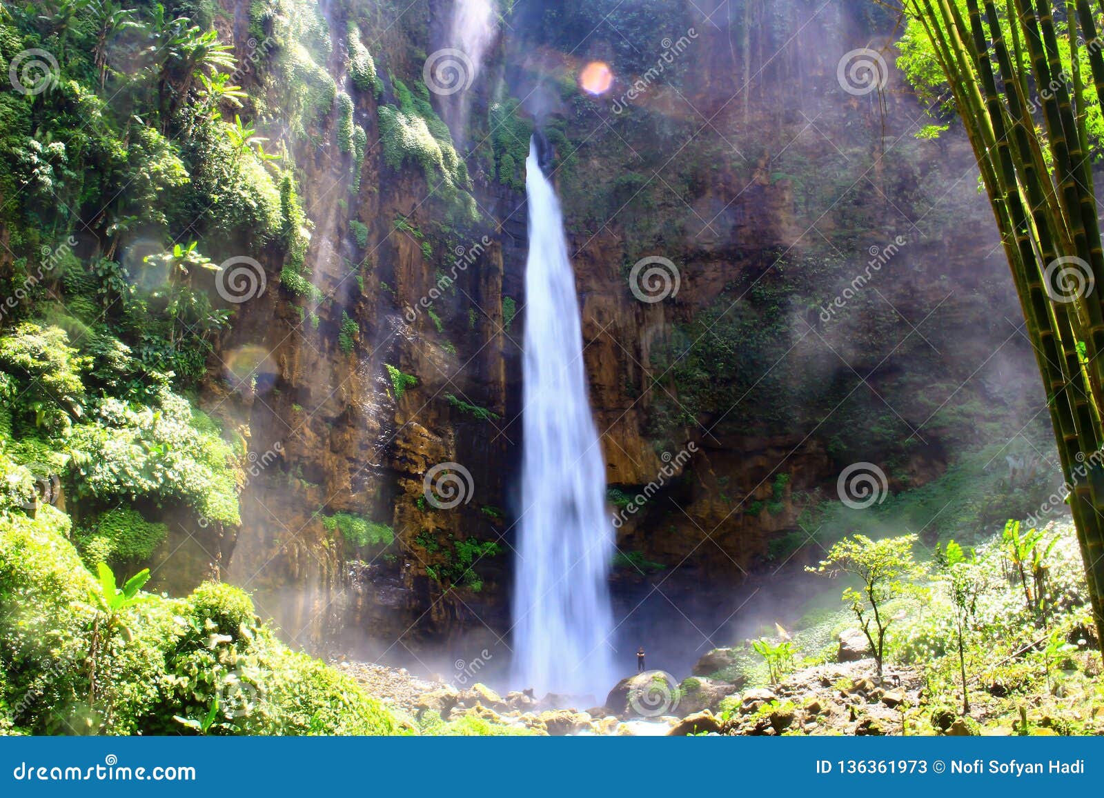 Kapas Biru Waterfall - Indonesia Stock Image - Image of green, water ...