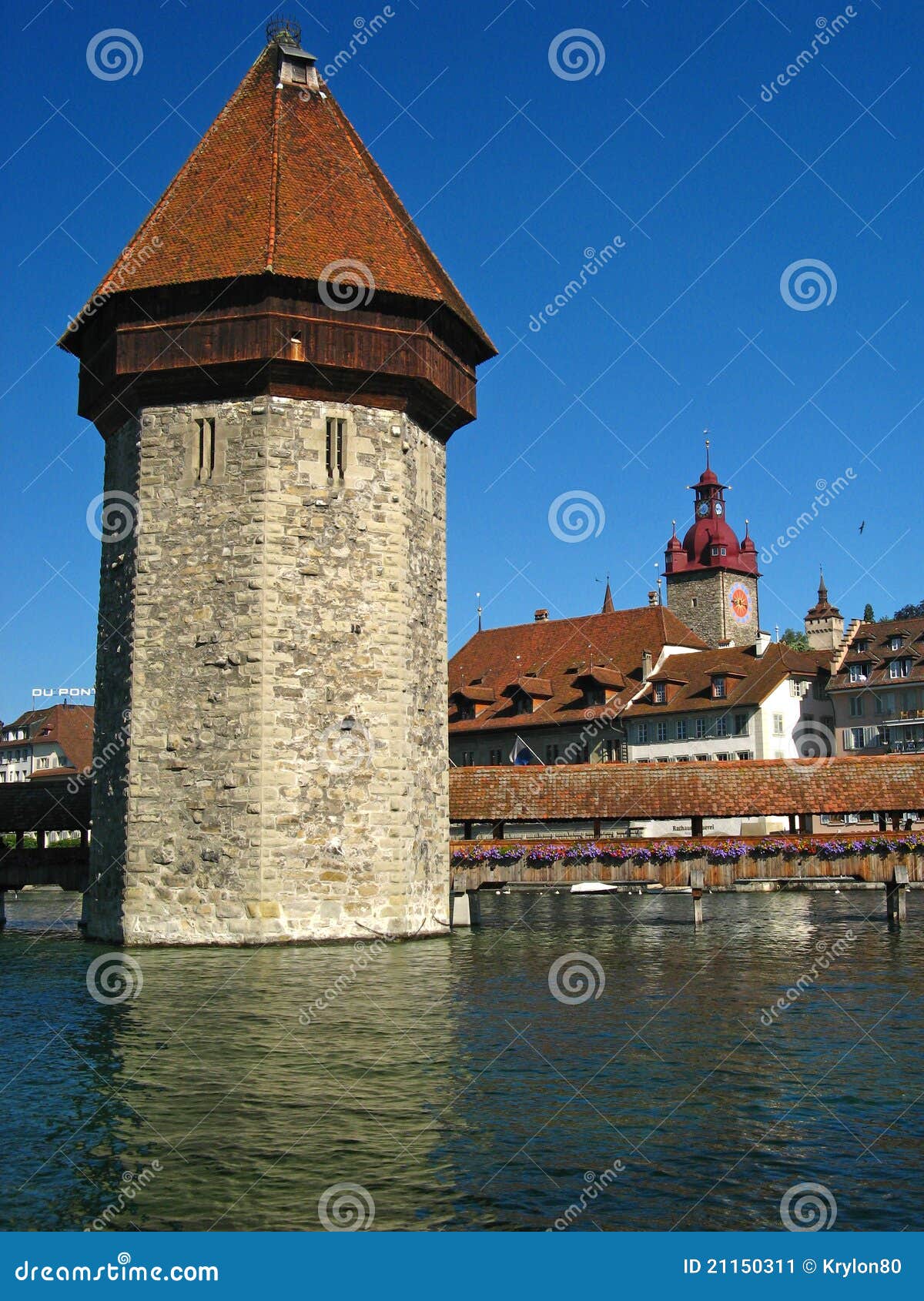 Kapellbrucke stock image. Image of tourism, switzerland - 21150311