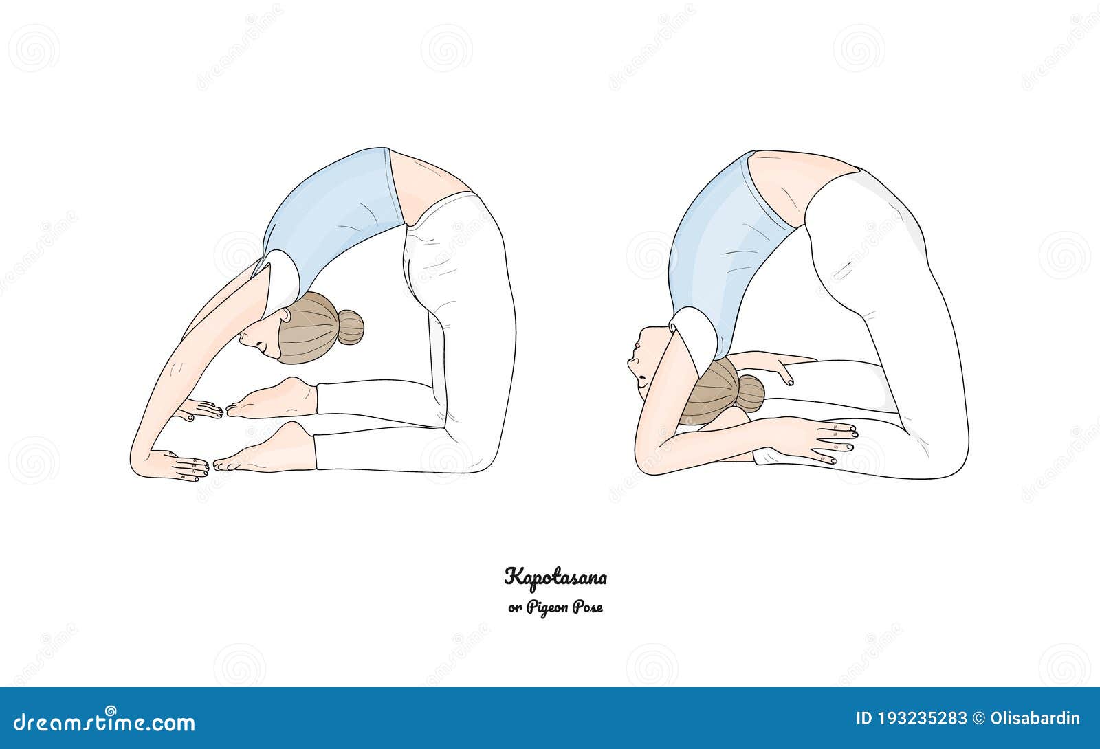 Pigeon Pose Modifications Yoga Asanas Set Vector Illustration ...