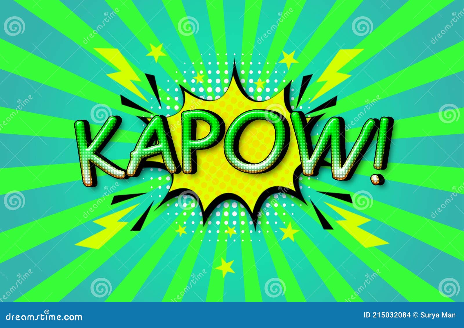 KAPOW Comic Speech 3d Text Style Effect Stock Vector - Illustration of ...