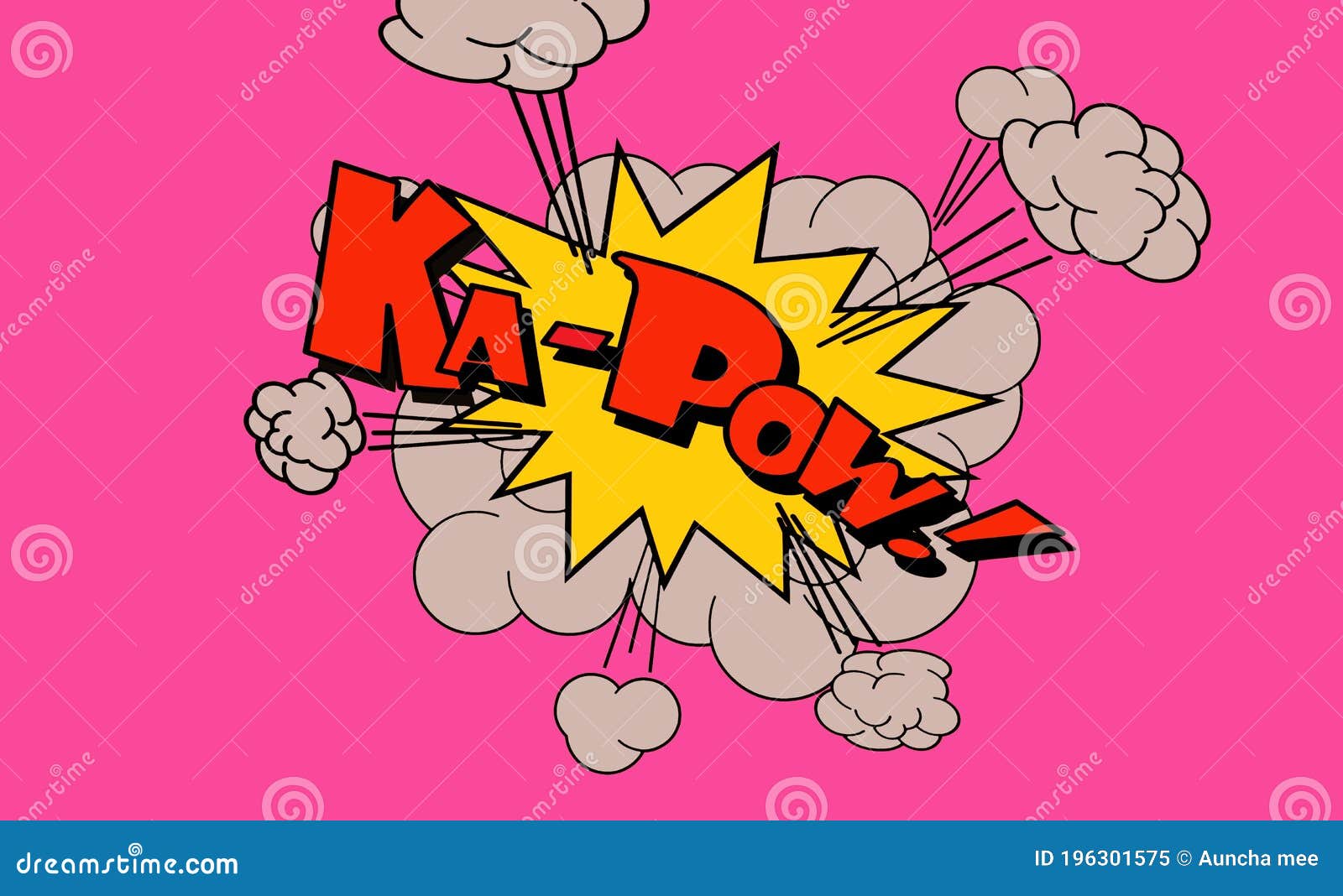 Kapow Wording Sound Effect for Comic Speech Bubble on Pink Background ...