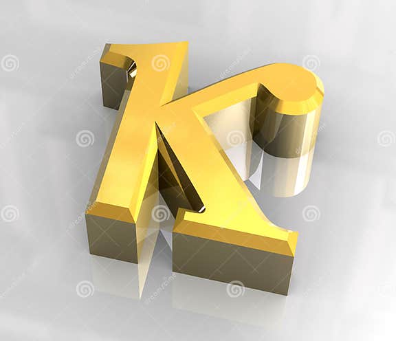 Kappa symbol in gold (3d) stock illustration. Illustration of ...