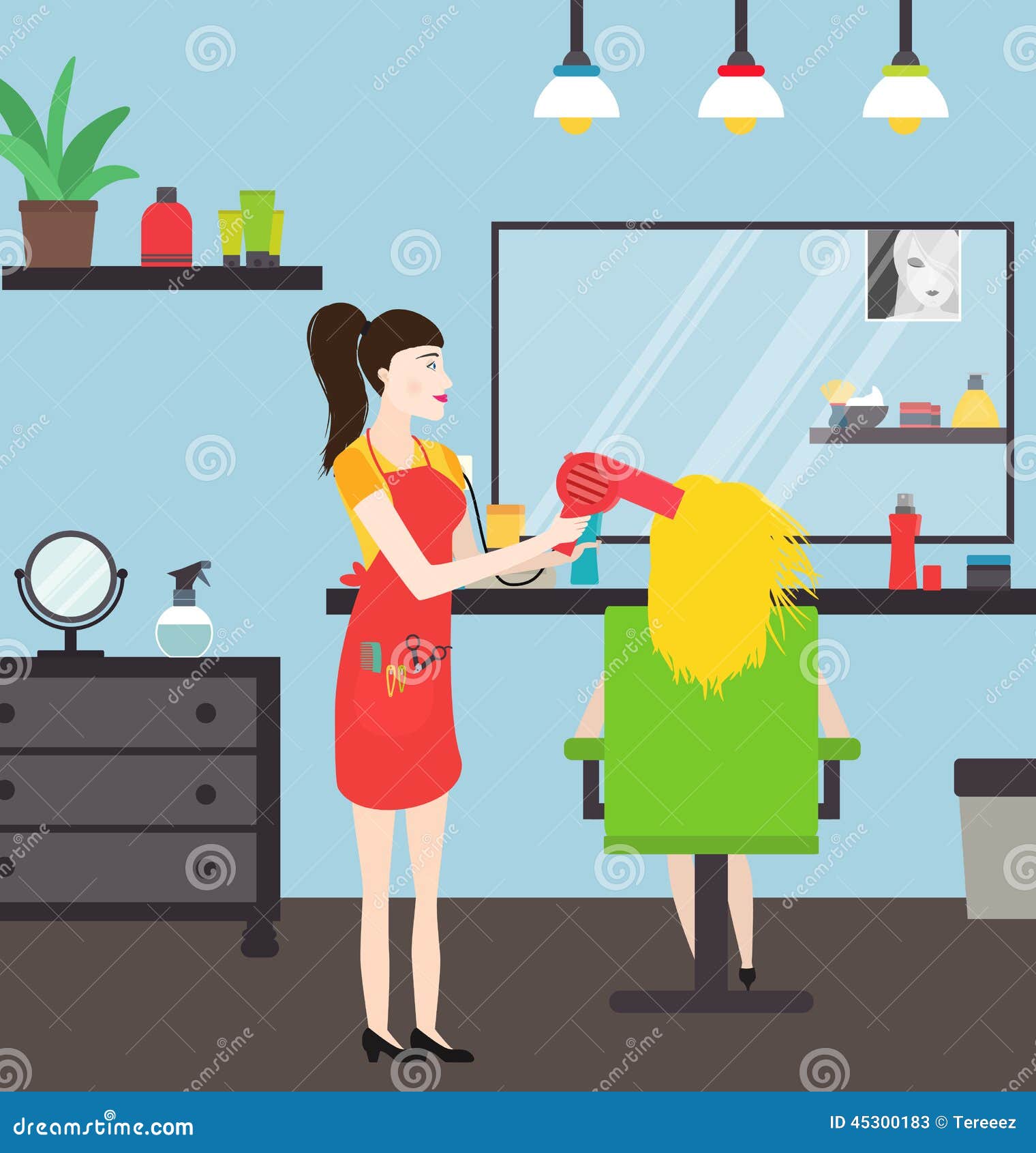 Kapper Aan Het Werk in De Salon Stock Illustratie - Illustration of ...